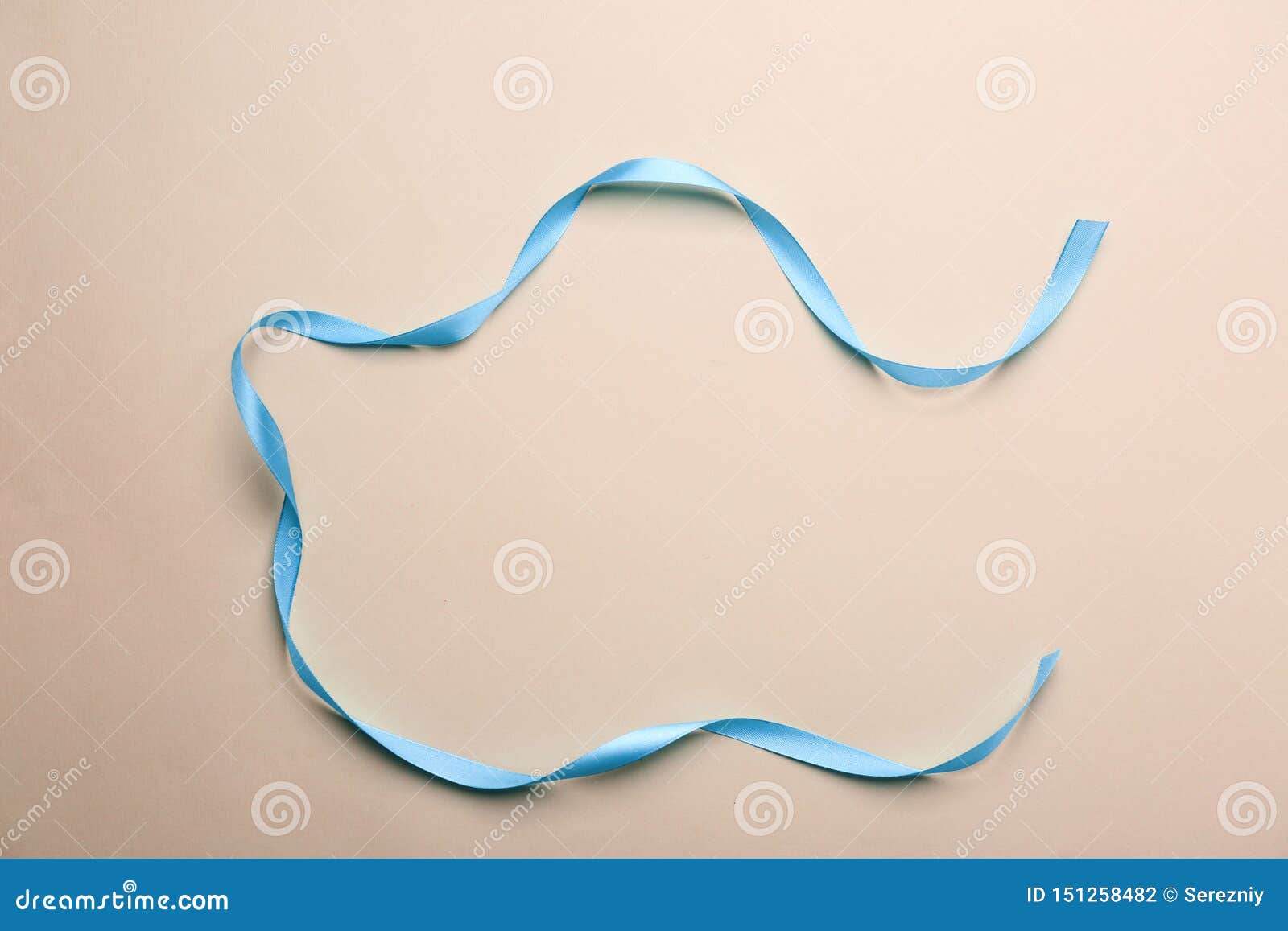 Curled Blue Ribbon on Color Background Stock Photo - Image of ribbon ...