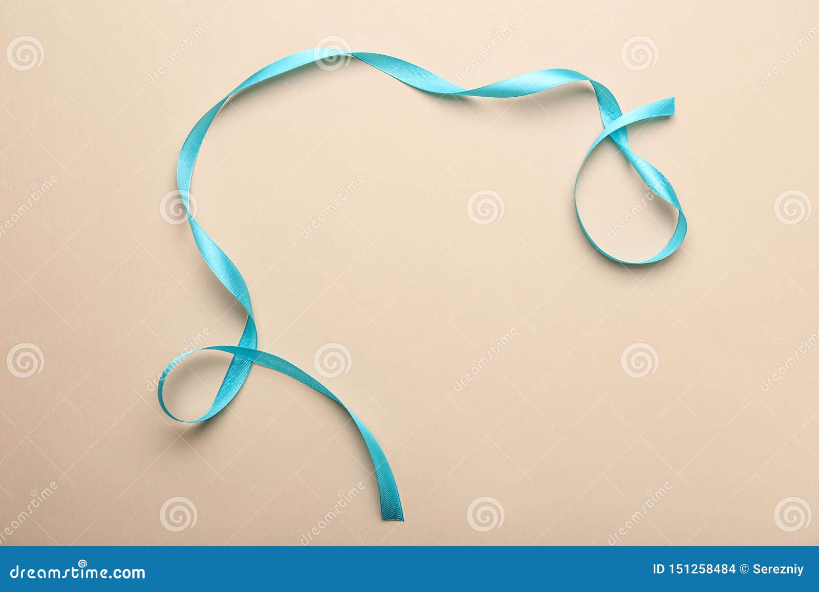 Curled Blue Ribbon on Color Background Stock Photo - Image of ...