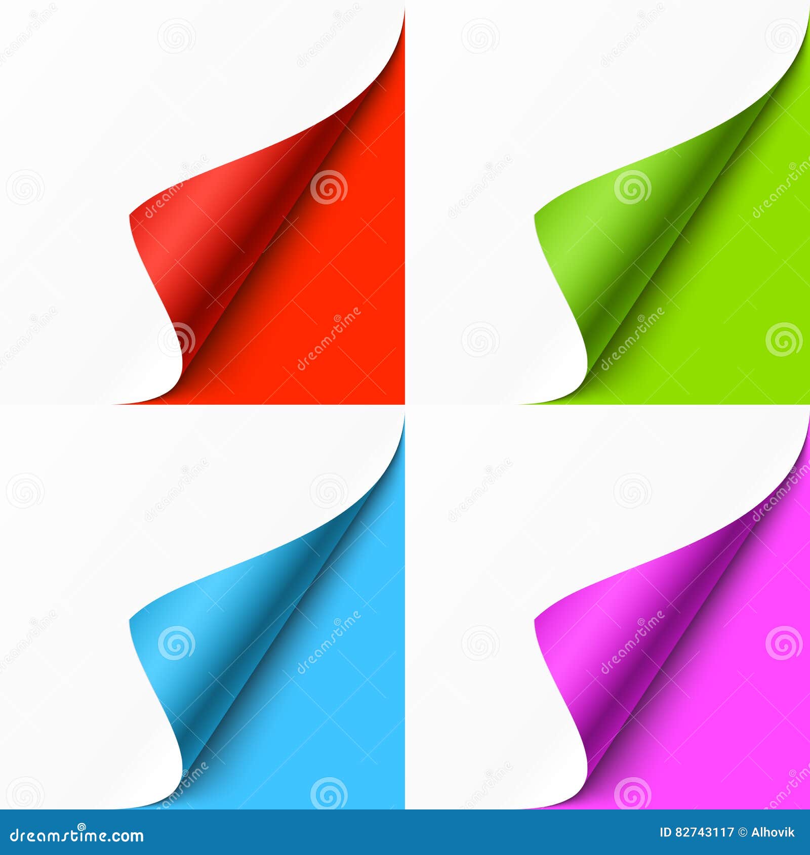 Curled colored corners stock vector. Illustration of message - 82743117