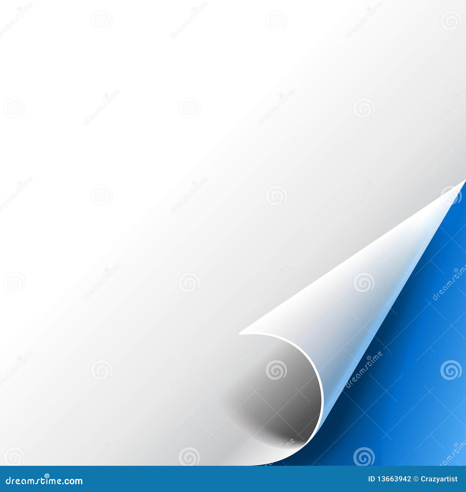 Curled Corner Of White Paper On Blue Background Cartoon Vector ...