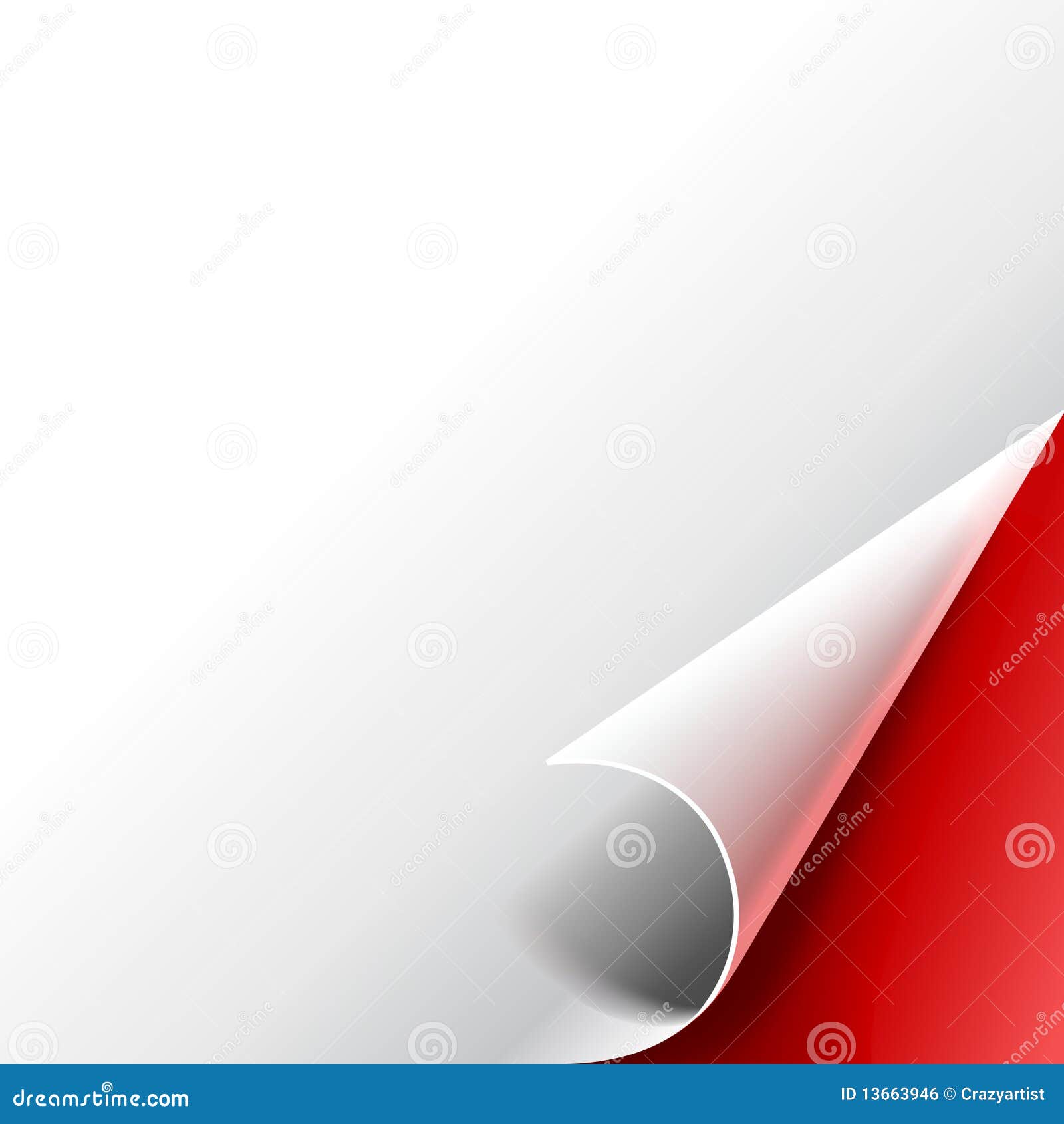 Curled Corner of Paper on Red Background Stock Vector - Illustration of ...