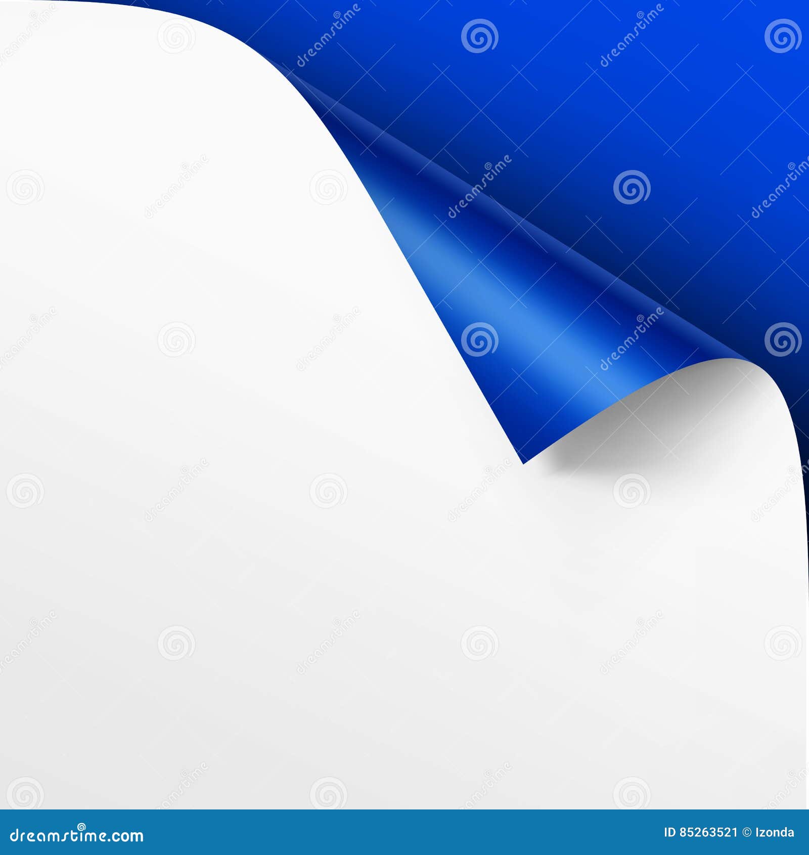 Curled Corner Of White Paper On Blue Background Cartoon Vector ...