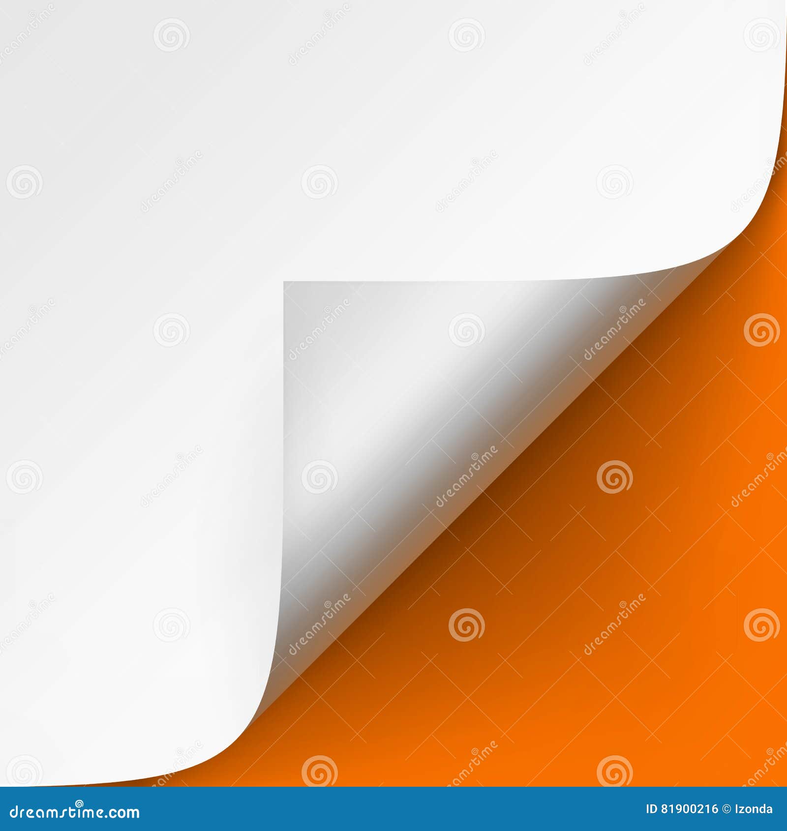 Curled Corner of White Paper on Orange Background Stock Vector ...