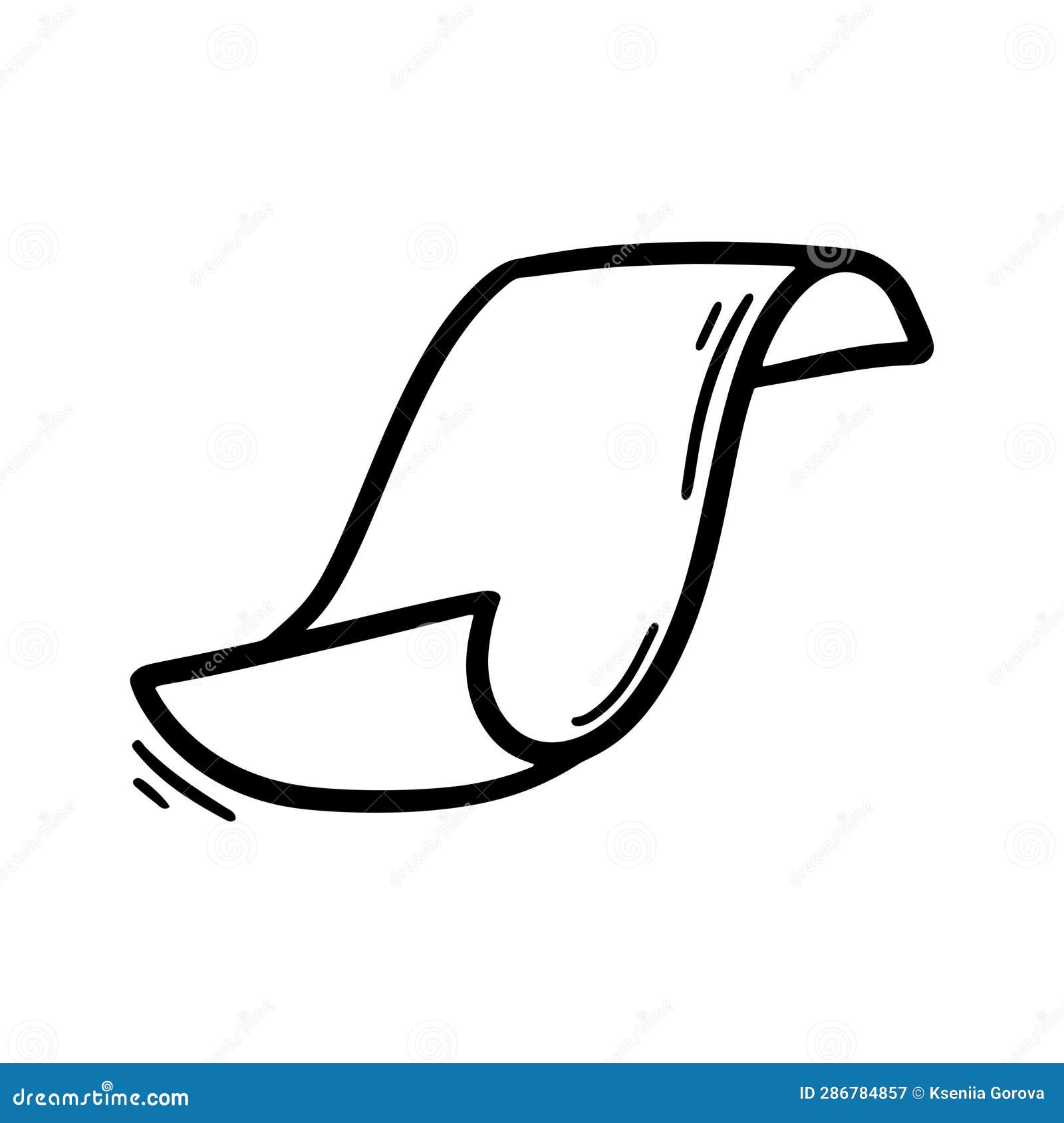 Curled Flying Page. Empty Paper Blank. Document in Doodle Style. Hand ...