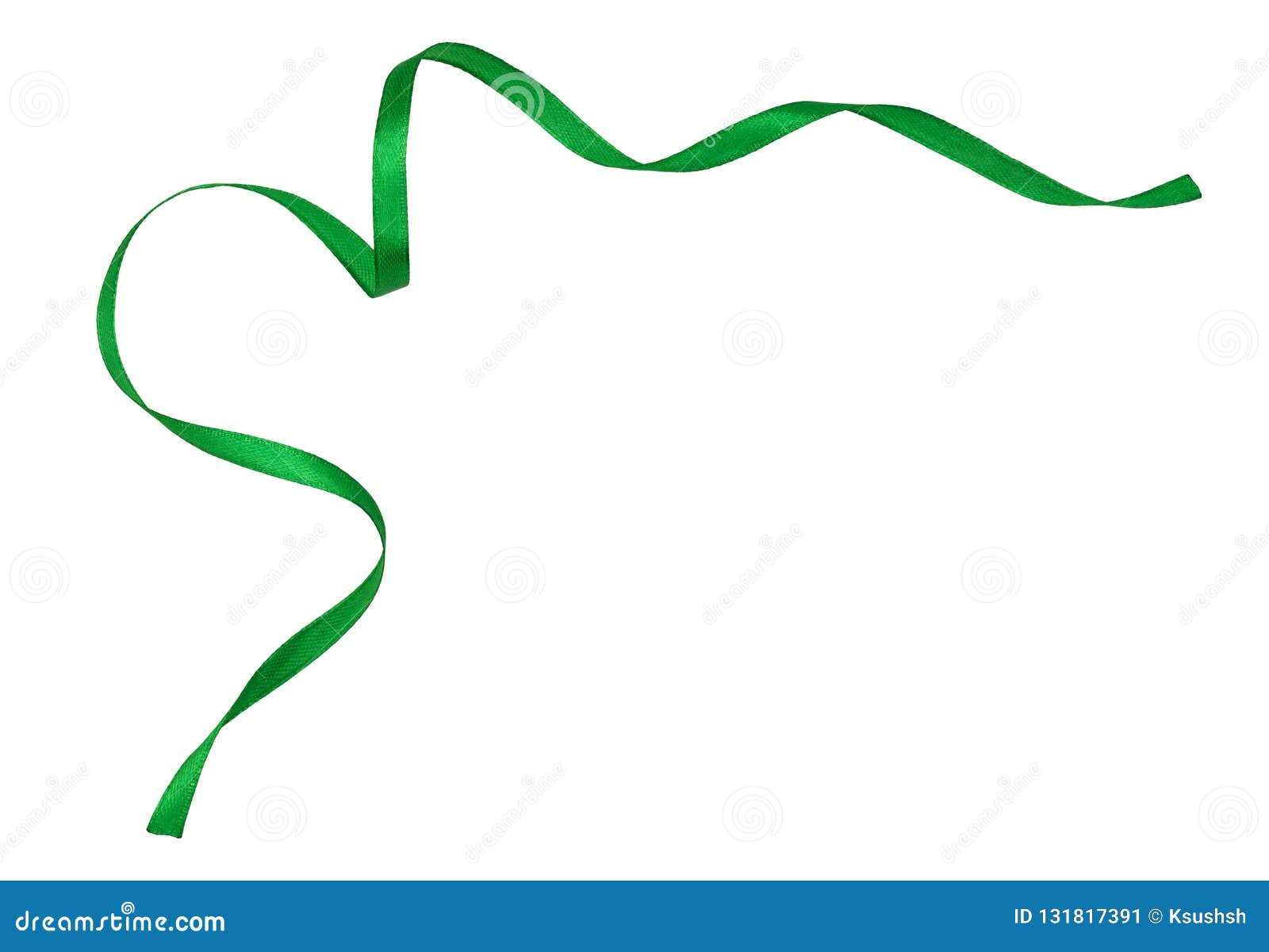 Curled green satin ribbon stock image. Image of holiday - 131817391