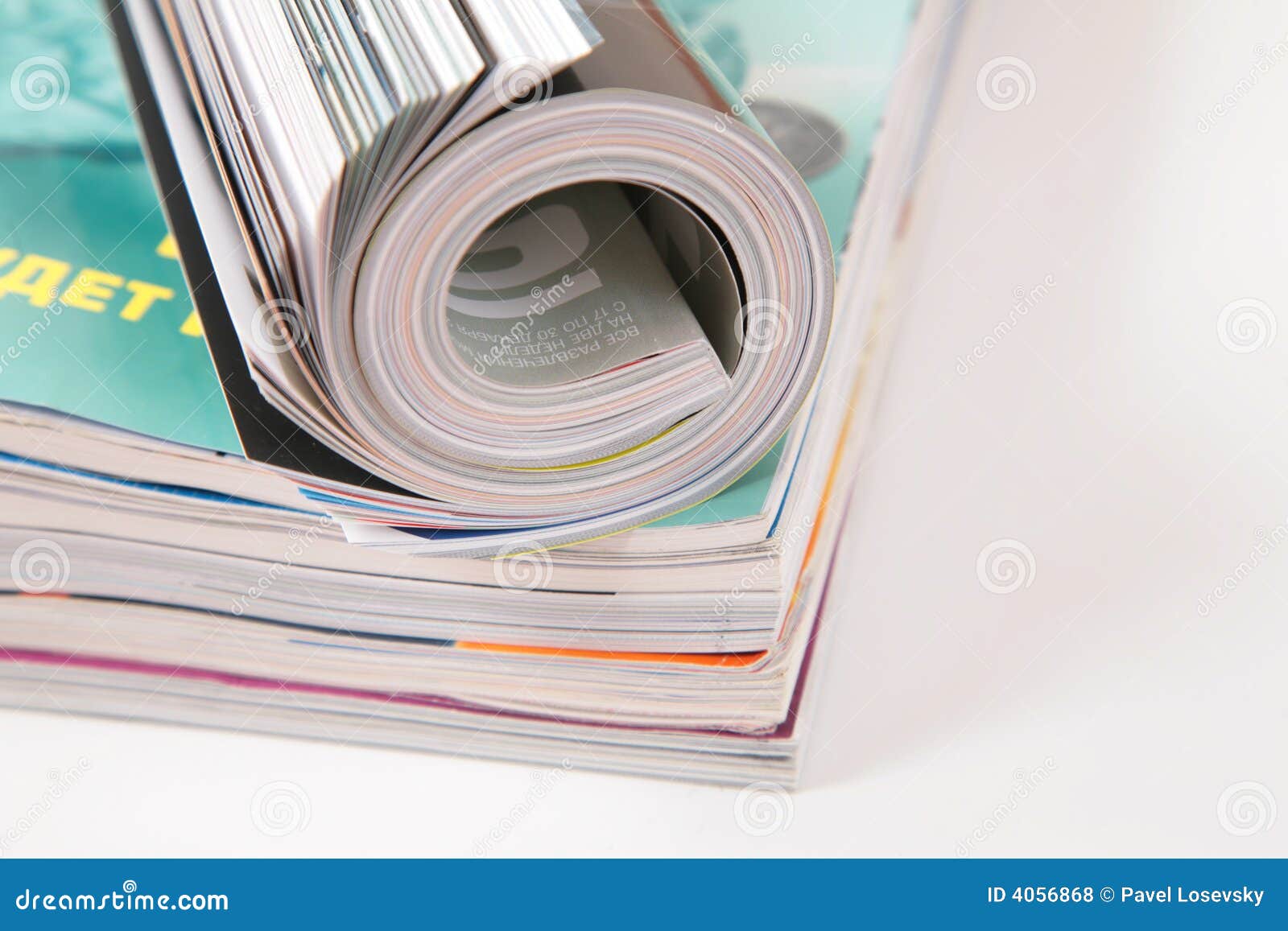 Curled magazined on stack stock photo. Image of media - 4056868