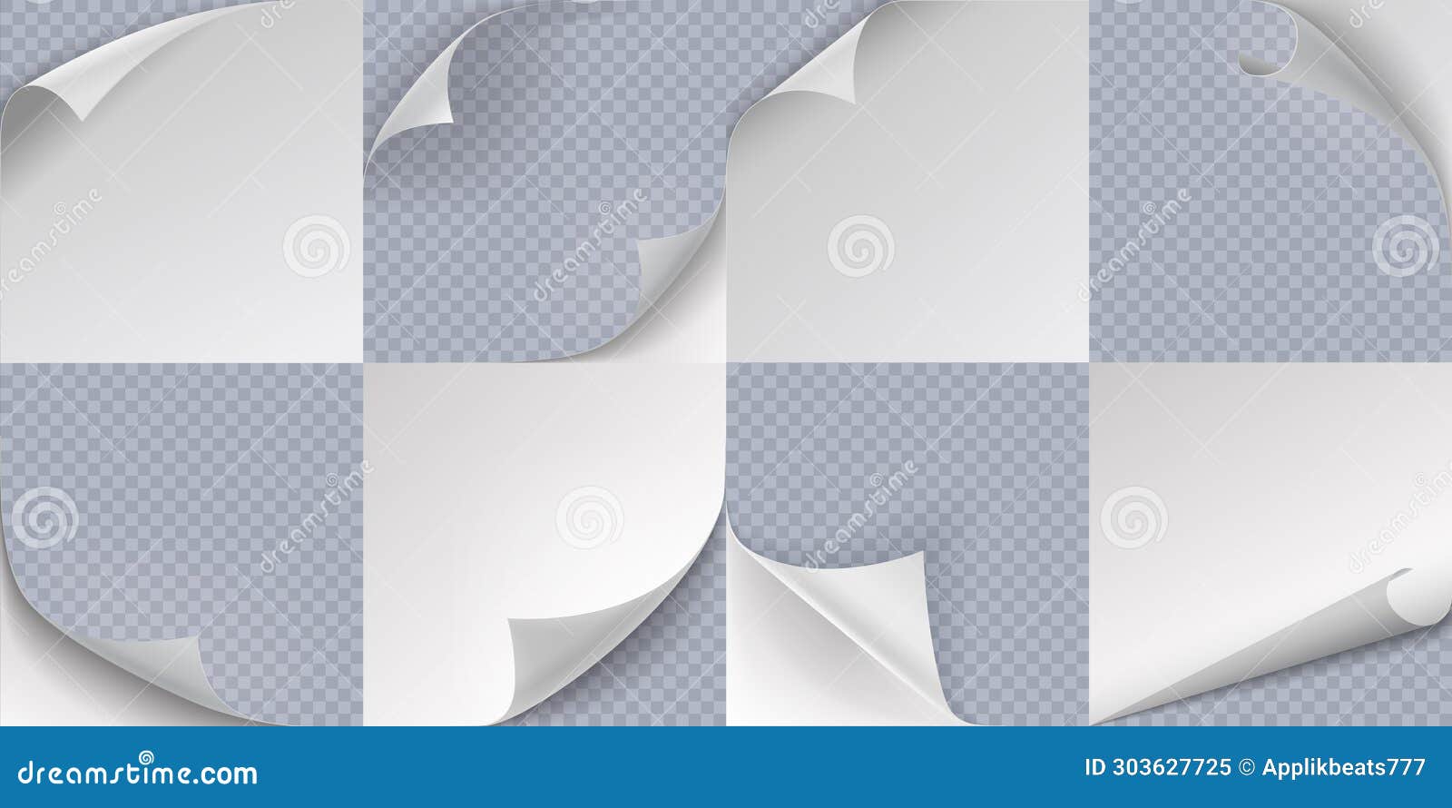 Curled Page. Realistic Folded Paper Corners, 3D Curve Sticker Edge ...