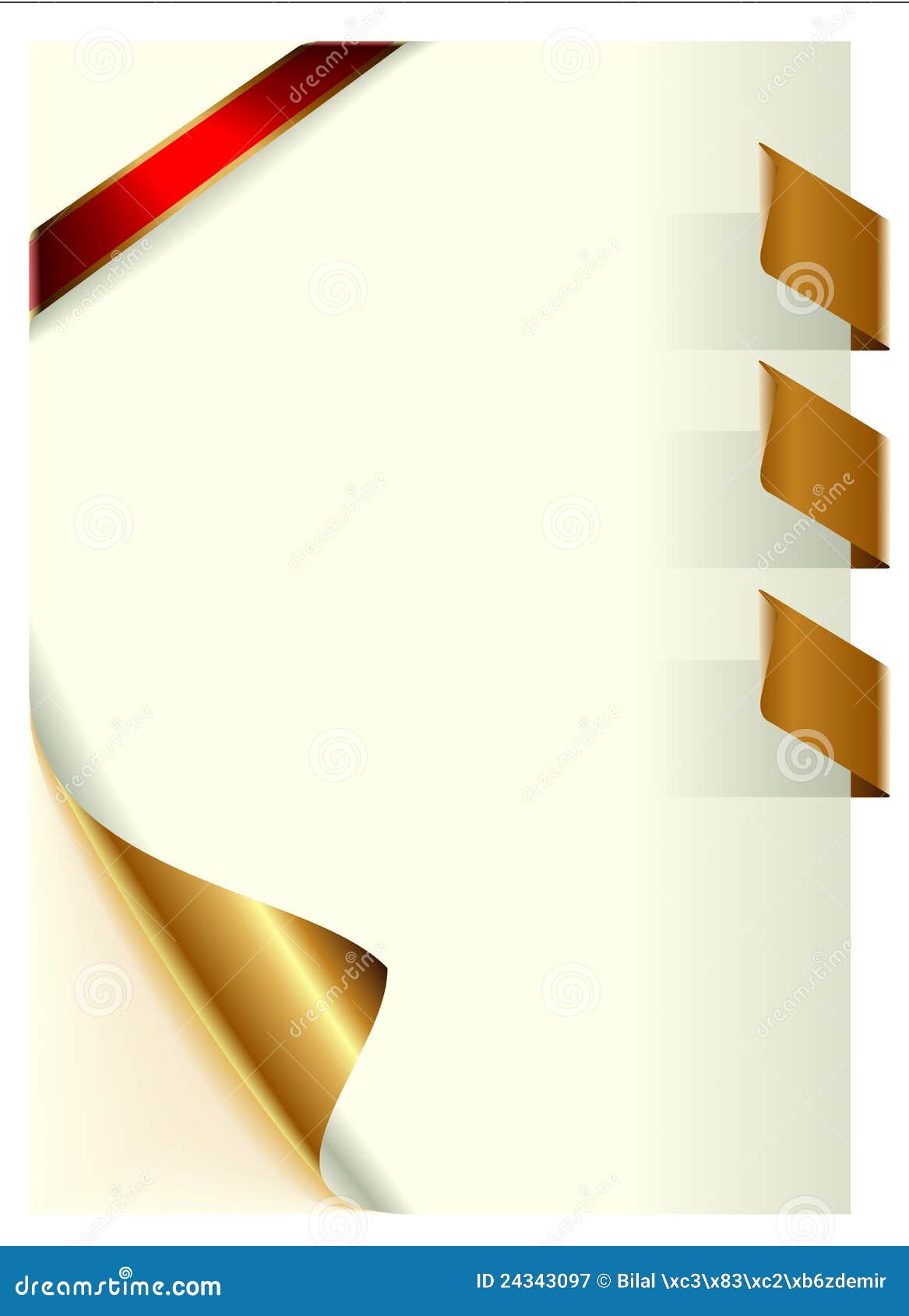 Curled page and ribbons stock illustration. Illustration of curled ...