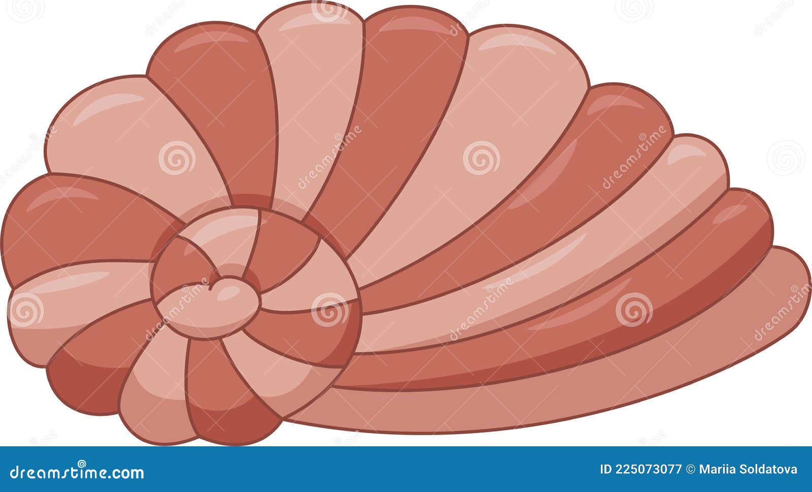 Curled Spiral Cartoon Shell in a Fold Stock Vector - Illustration of ...