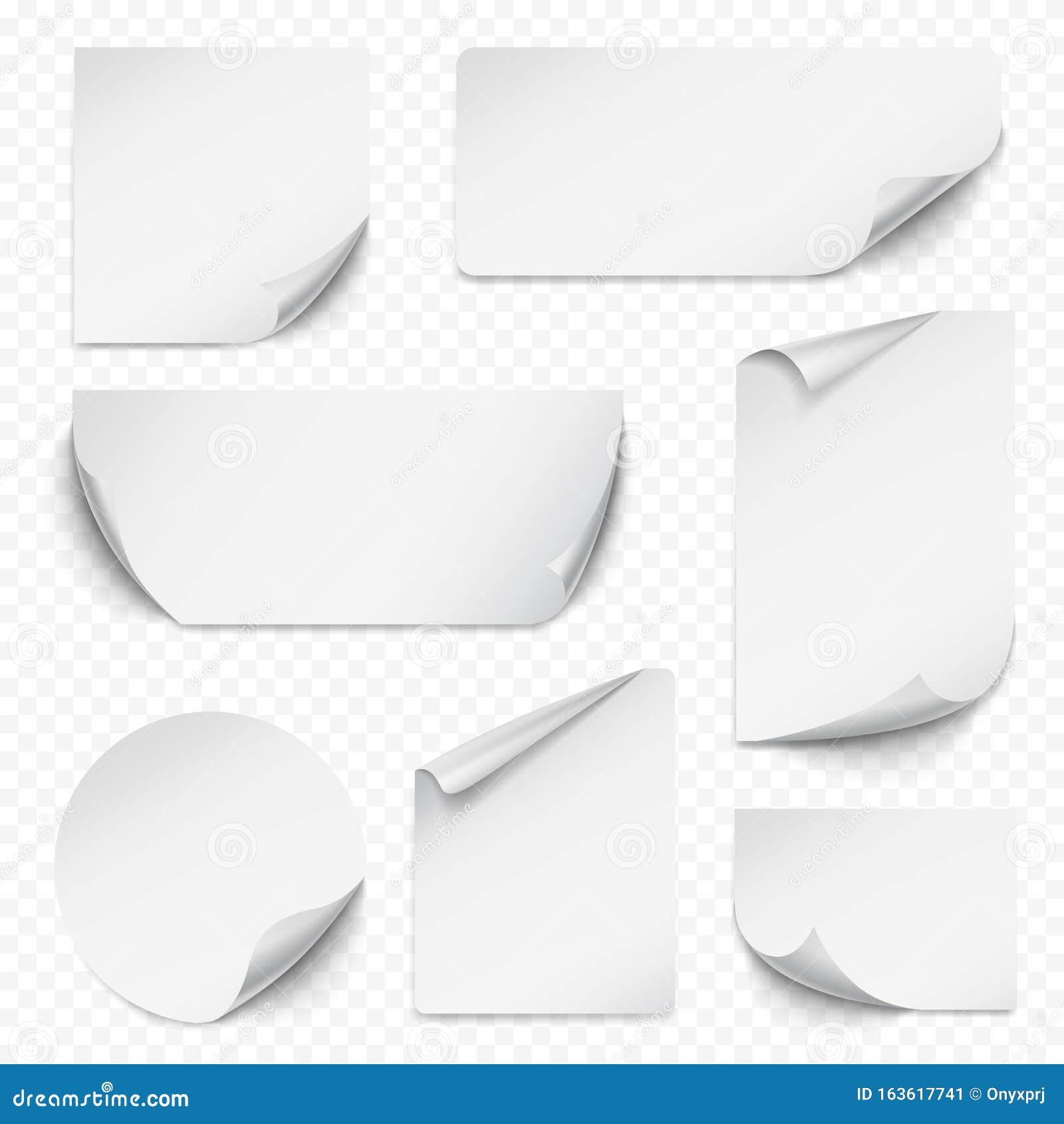 Curled Sticker. Blank Etiqueta Rectangular Paper With Curved Corners ...