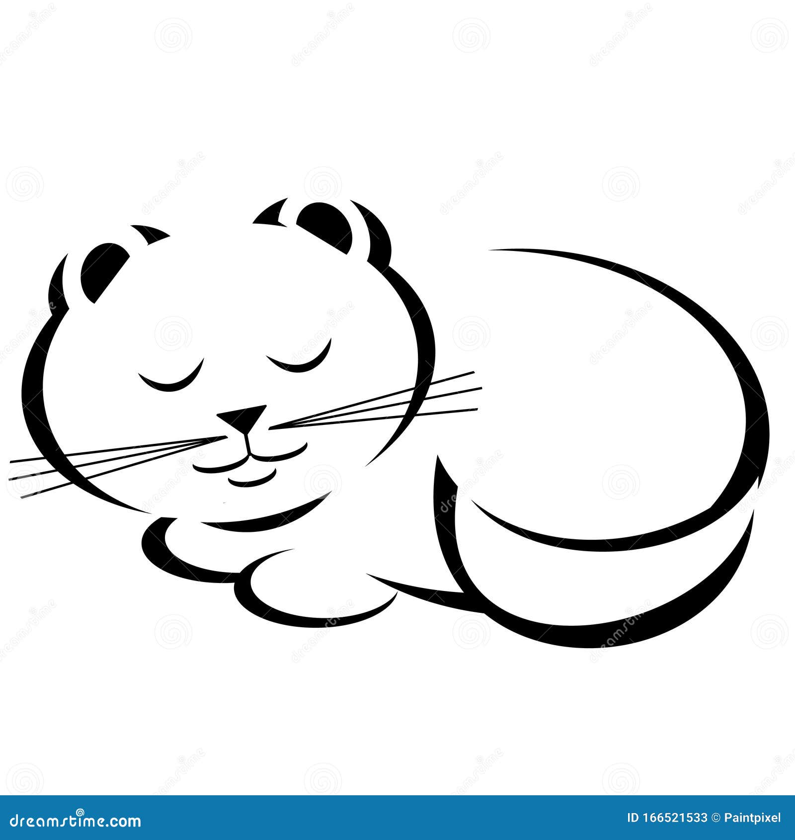 Curled Up Kitten Icon stock vector. Illustration of napping - 166521533