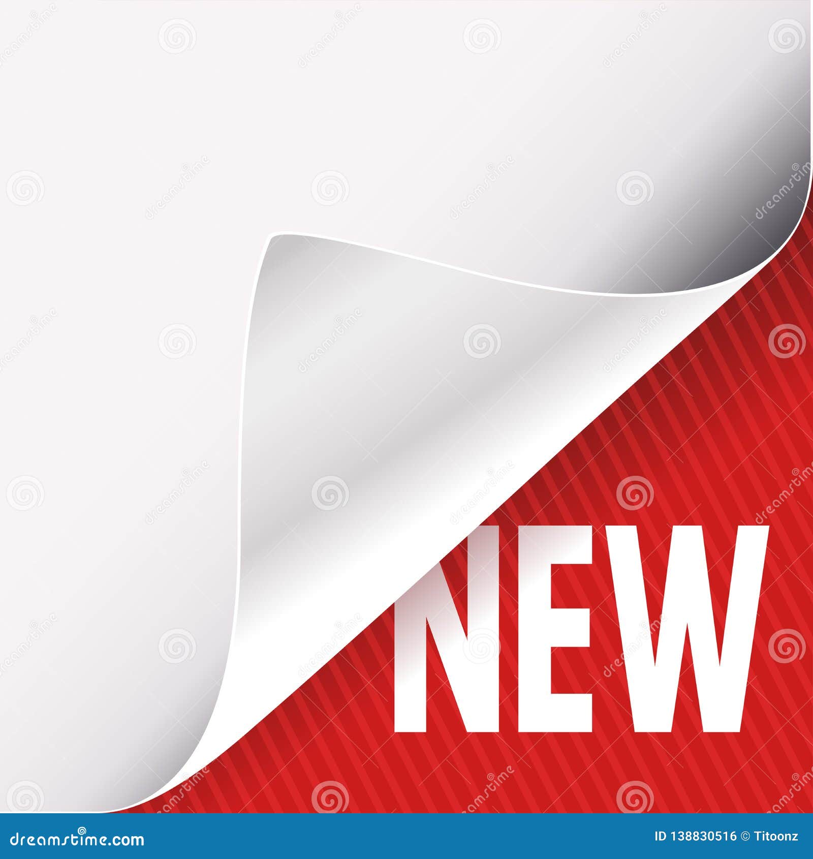 Curled White Paper Corner on Red and New Sign Stock Vector ...