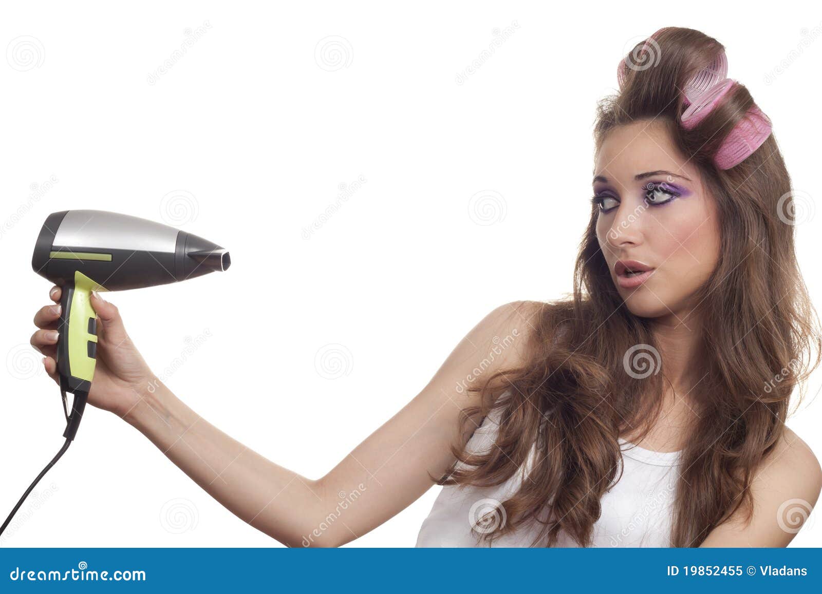 Curler stock image. Image of brunette, beauty, hairstyle - 19852455