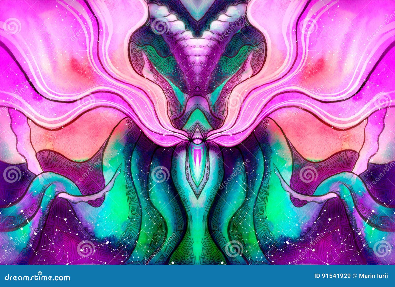 Curlicue Painted Watercolor Stock Illustration - Illustration of dark ...