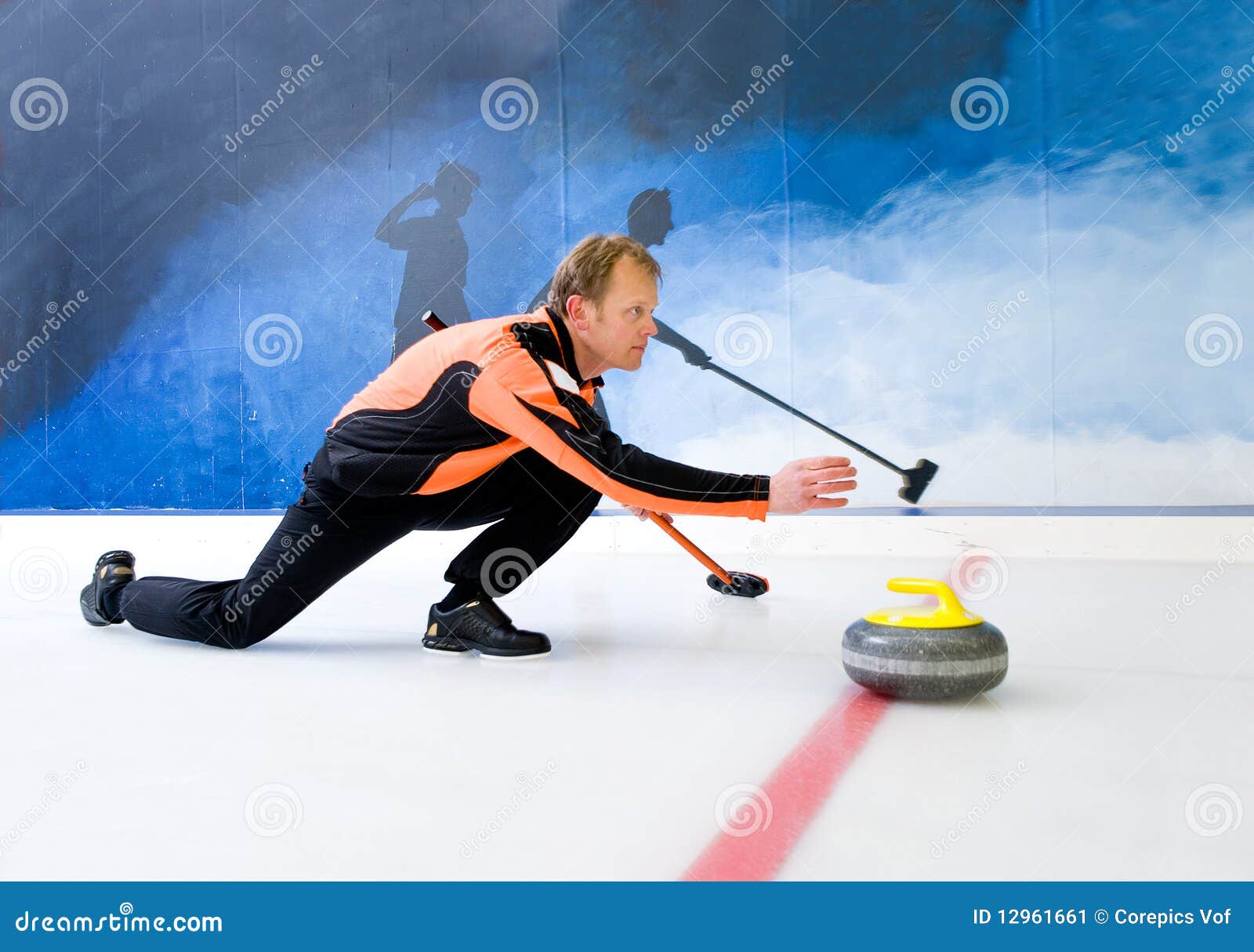 Curling stock image. Image of delivery, indoors, stone - 12961661