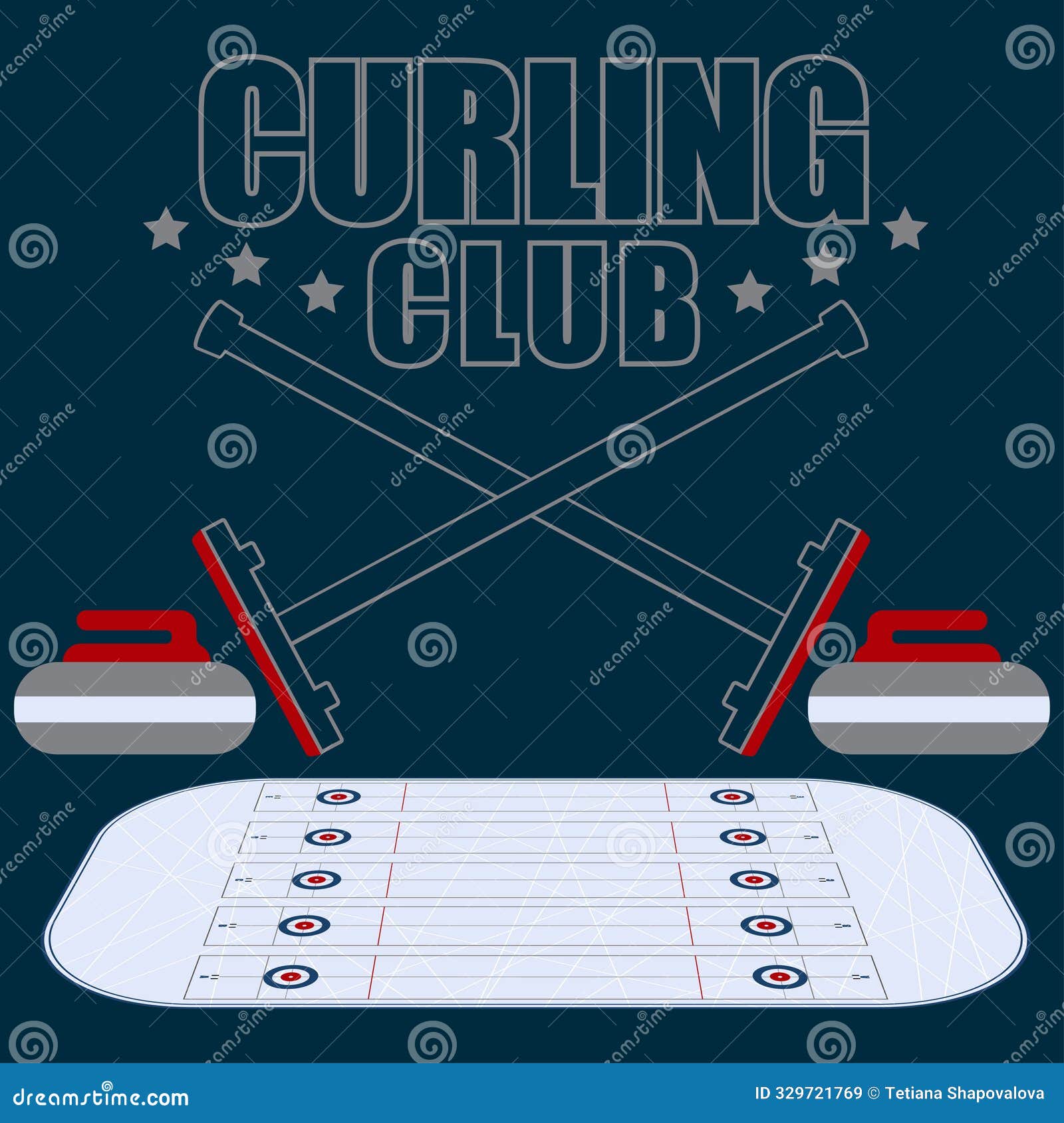 Curling Game Logo Vector Illustration. Curling Sport with Stone Stock ...