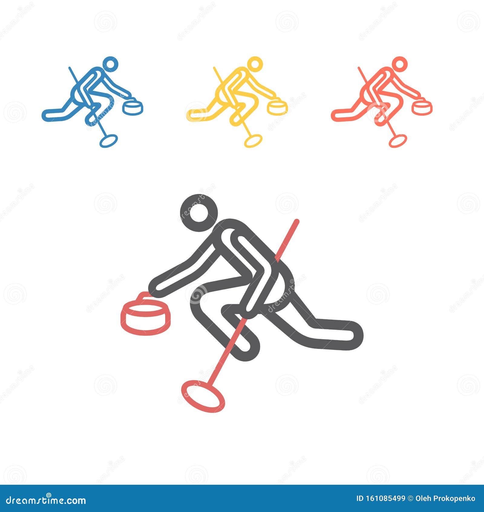 Curling Game Sport Line Icon. Vector Signs for Web Graphics. Stock ...