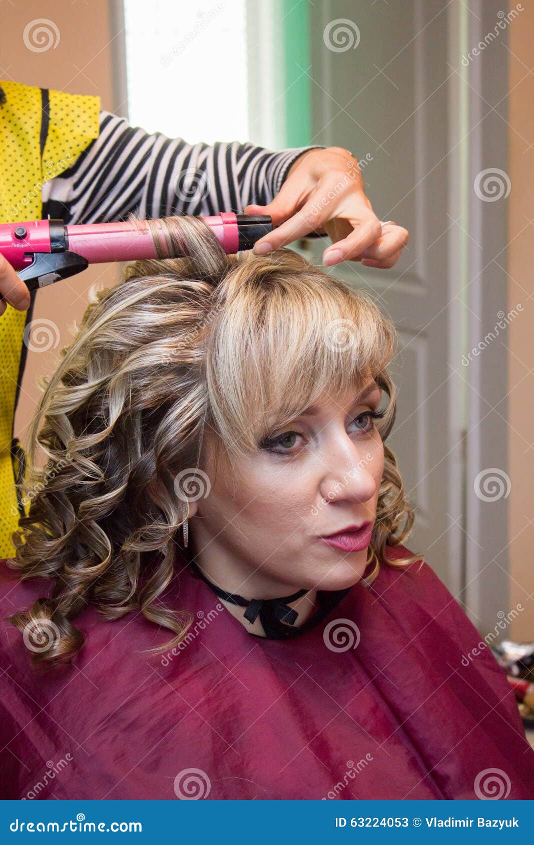 Curling Hair in Beauty Salon Stock Image - Image of occupation ...