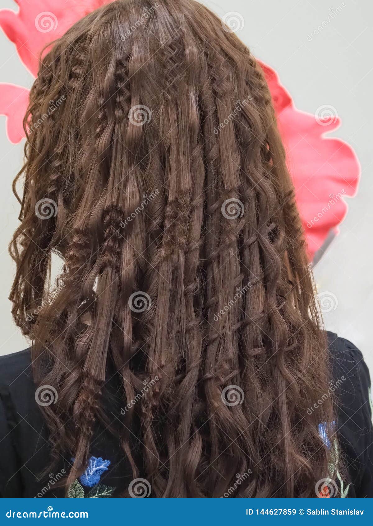 Curling a Hair Strand. Close Up. Stock Image - Image of haircut ...