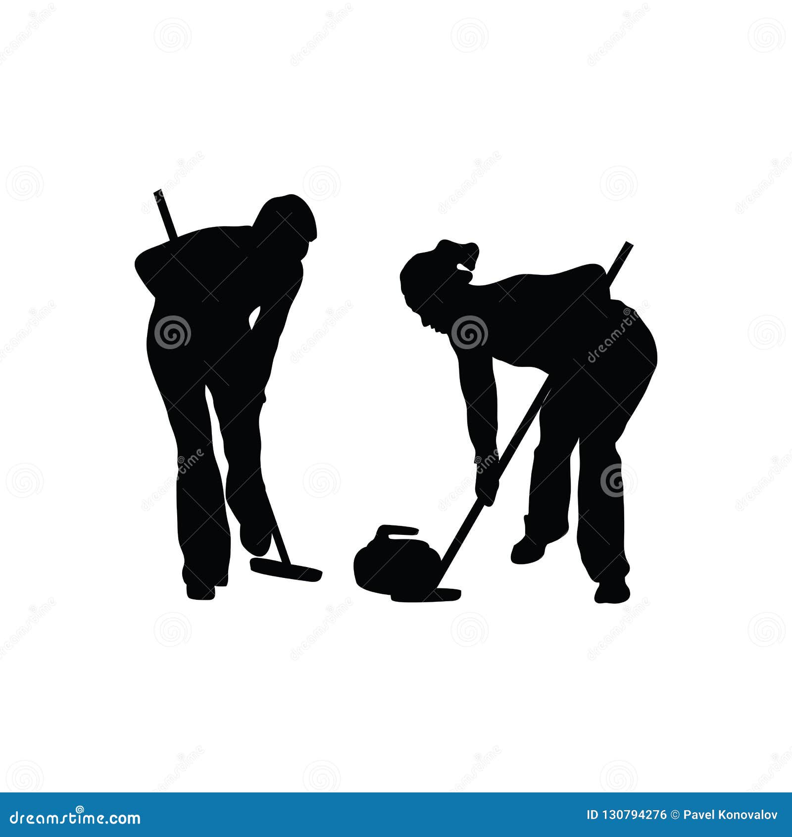 Curling Silhouette Cartoon Vector | CartoonDealer.com #130794301