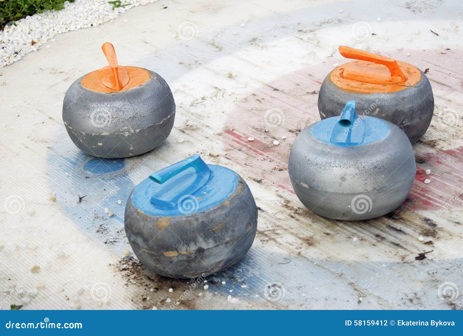 Curling sport stones. stock photo. Image of four, handle - 58159412