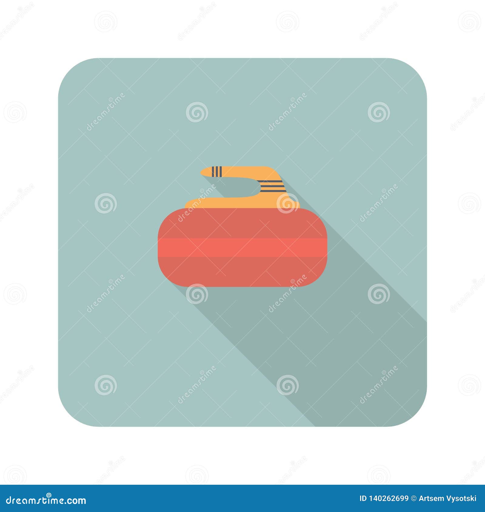 Curling Stone Flat Square Icon with Long Shadows. Vector Stock Vector ...
