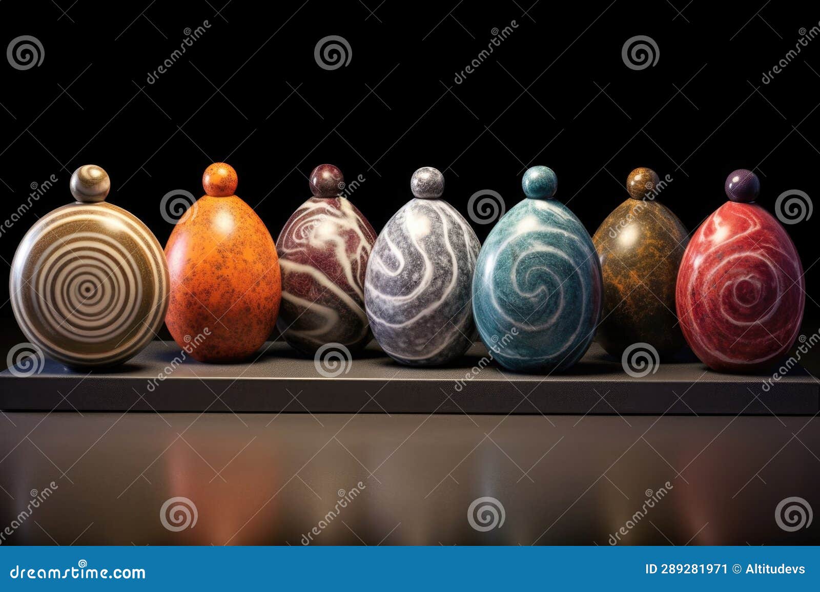 Curling Stone Lineup, Showcasing Various Colors and Designs Stock Image ...
