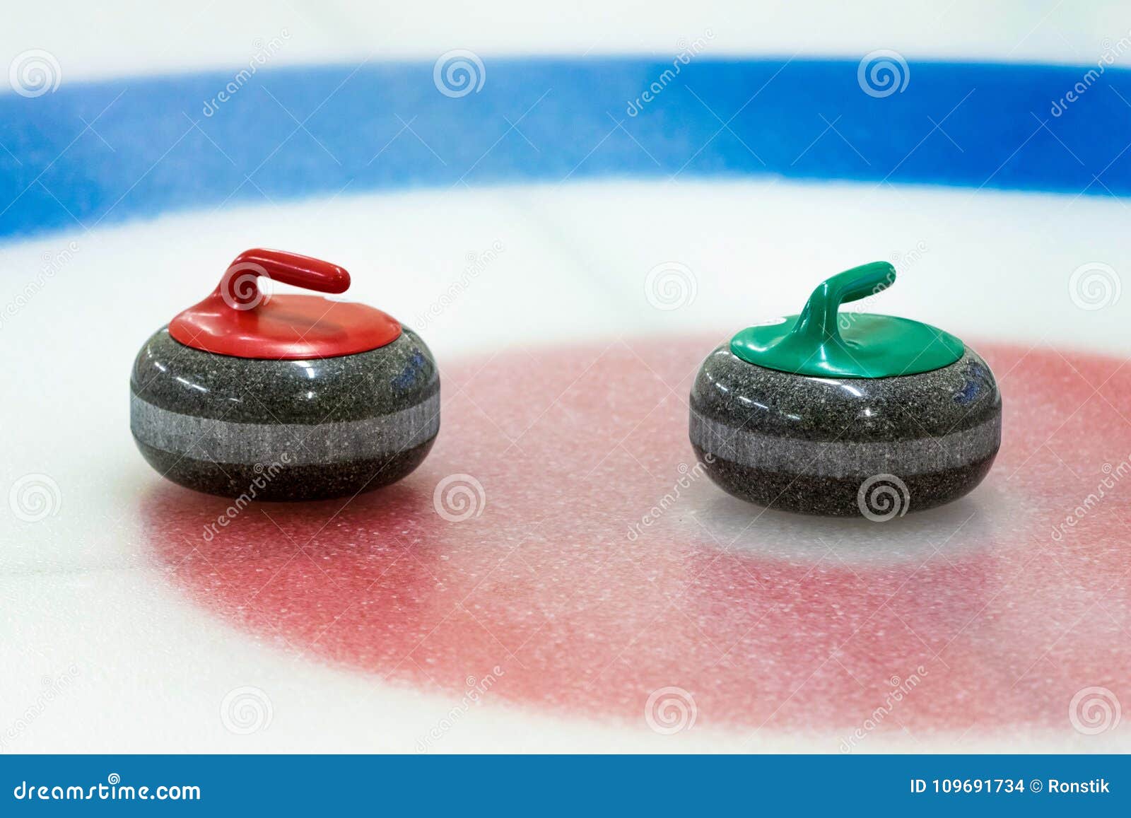 Curling Stones in the Target on the Ice Stock Photo - Image of rock ...