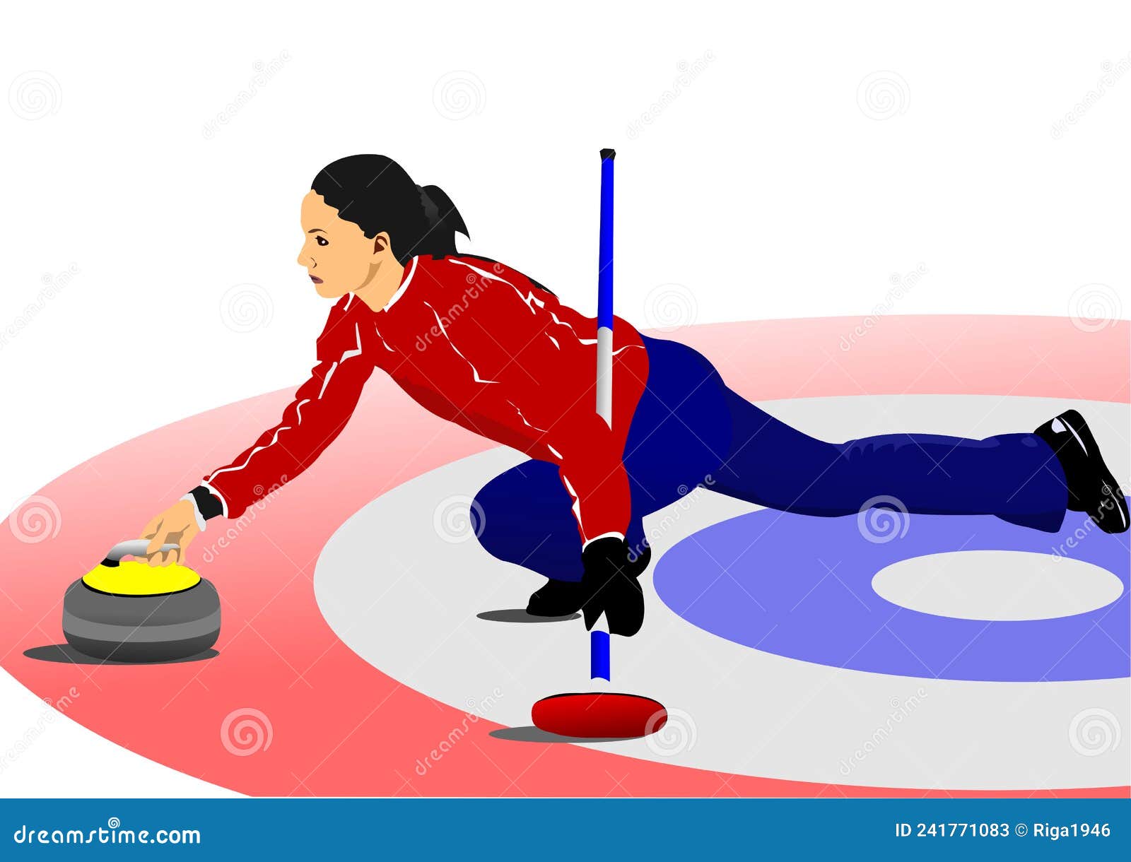 Curling Women. 3d Vector Color Stock Vector - Illustration of vector ...