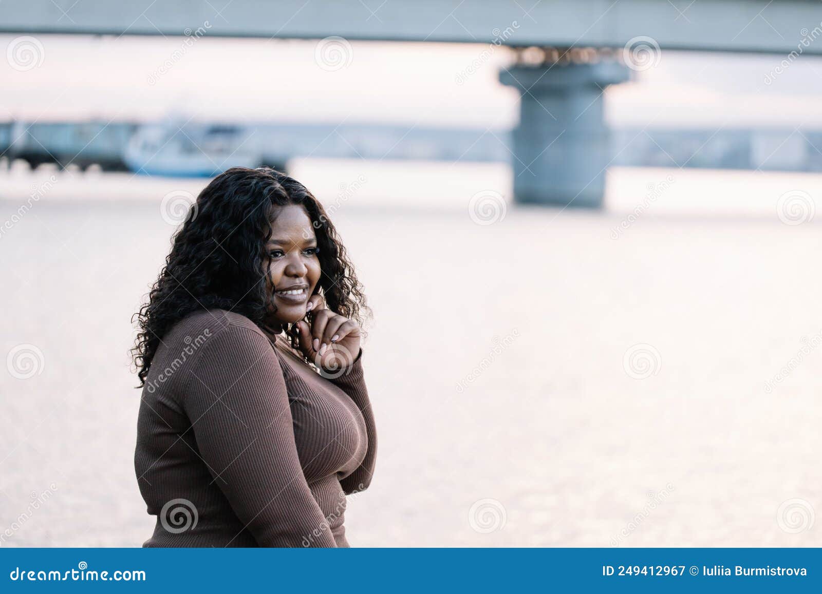 Curly Black Haired Cute Serious Plump African Afro American