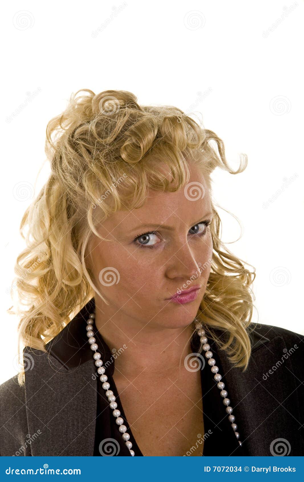 Curly Blonde with Disapproving Look Stock Photo - Image of gorgeous ...