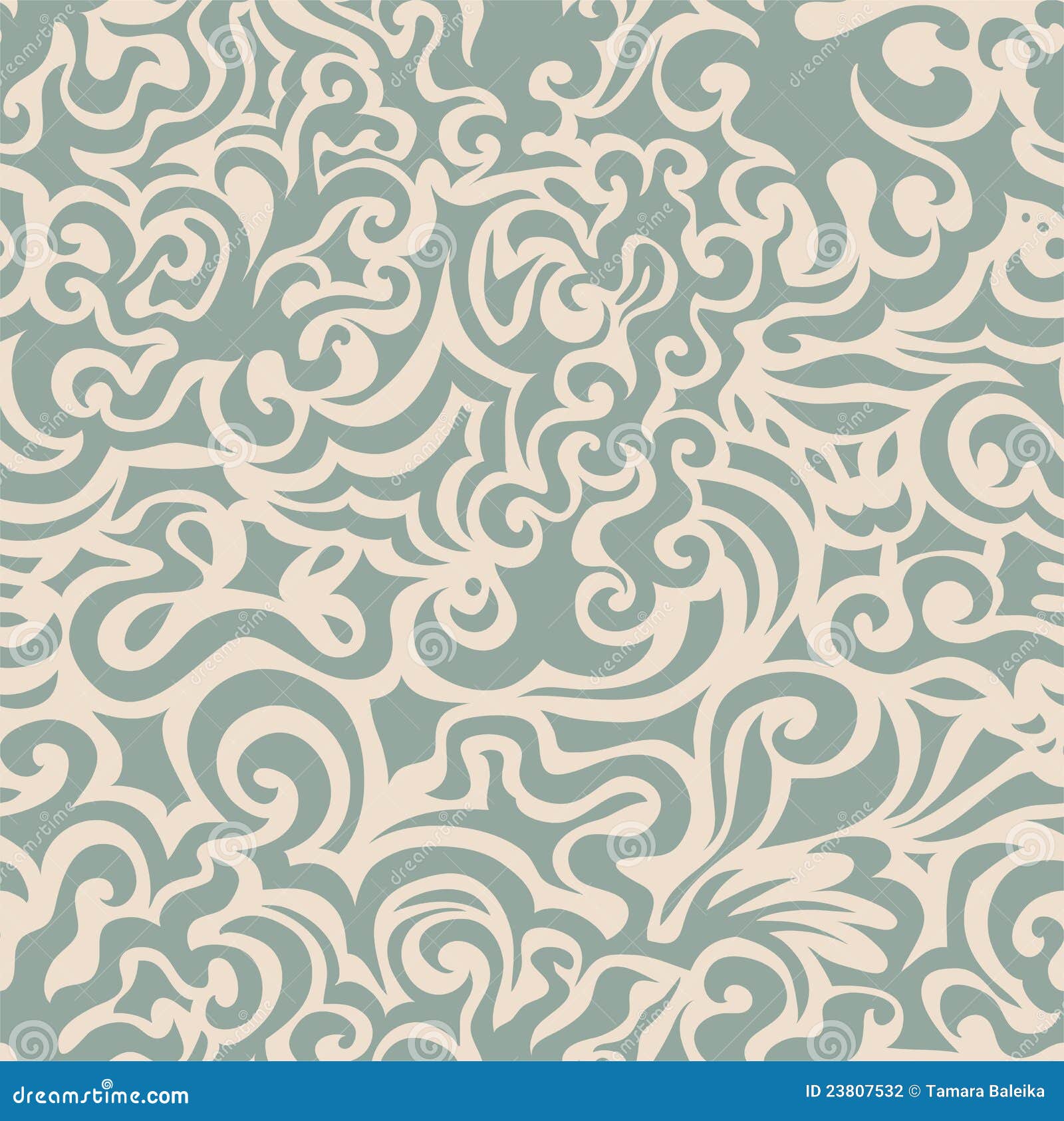 Curly Blue Seamless Pattern Stock Vector - Illustration of funky ...