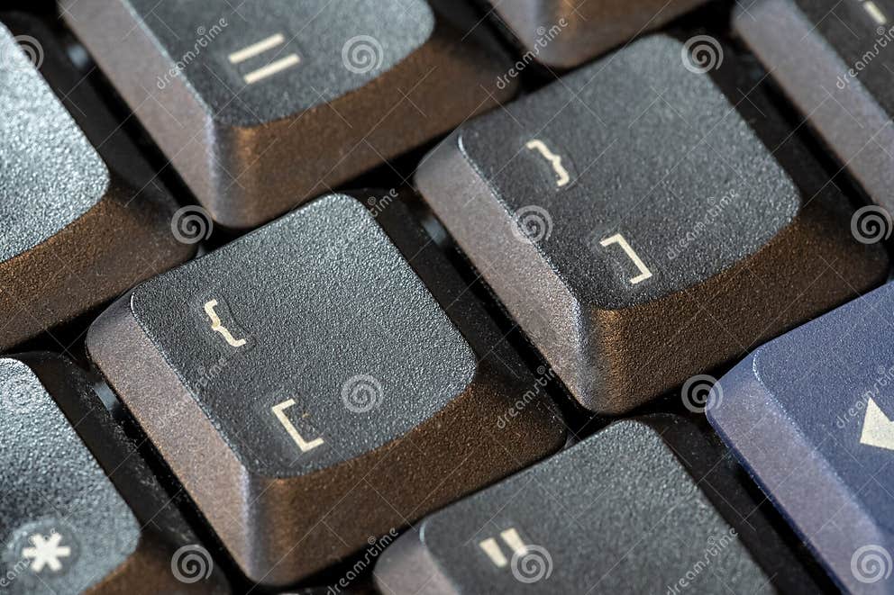 Curly Brackets and Square Brackets, Bracket Symbol Keys on a Black ...