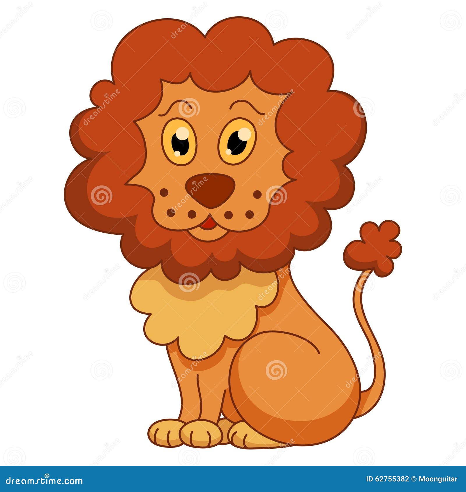 Curly Cartoon Lion with Fluffy Mane Stock Vector - Illustration of king ...