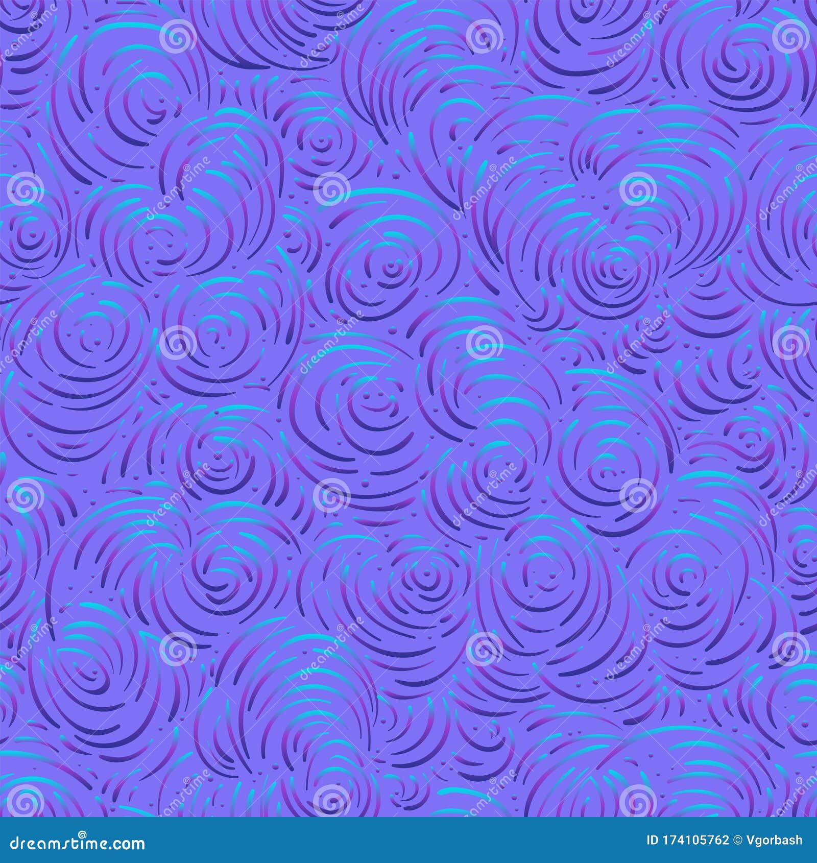 Curly Clouds Seamless Pattern Abstract Background Vector Endless Backdrop Art Drawing Stock