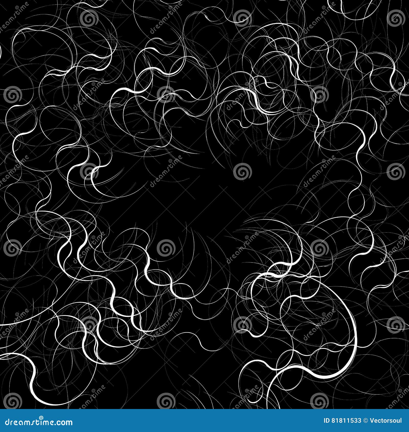 Curly, Curved Random Lines. Abstract Monochrome Texture, Pattern Stock ...
