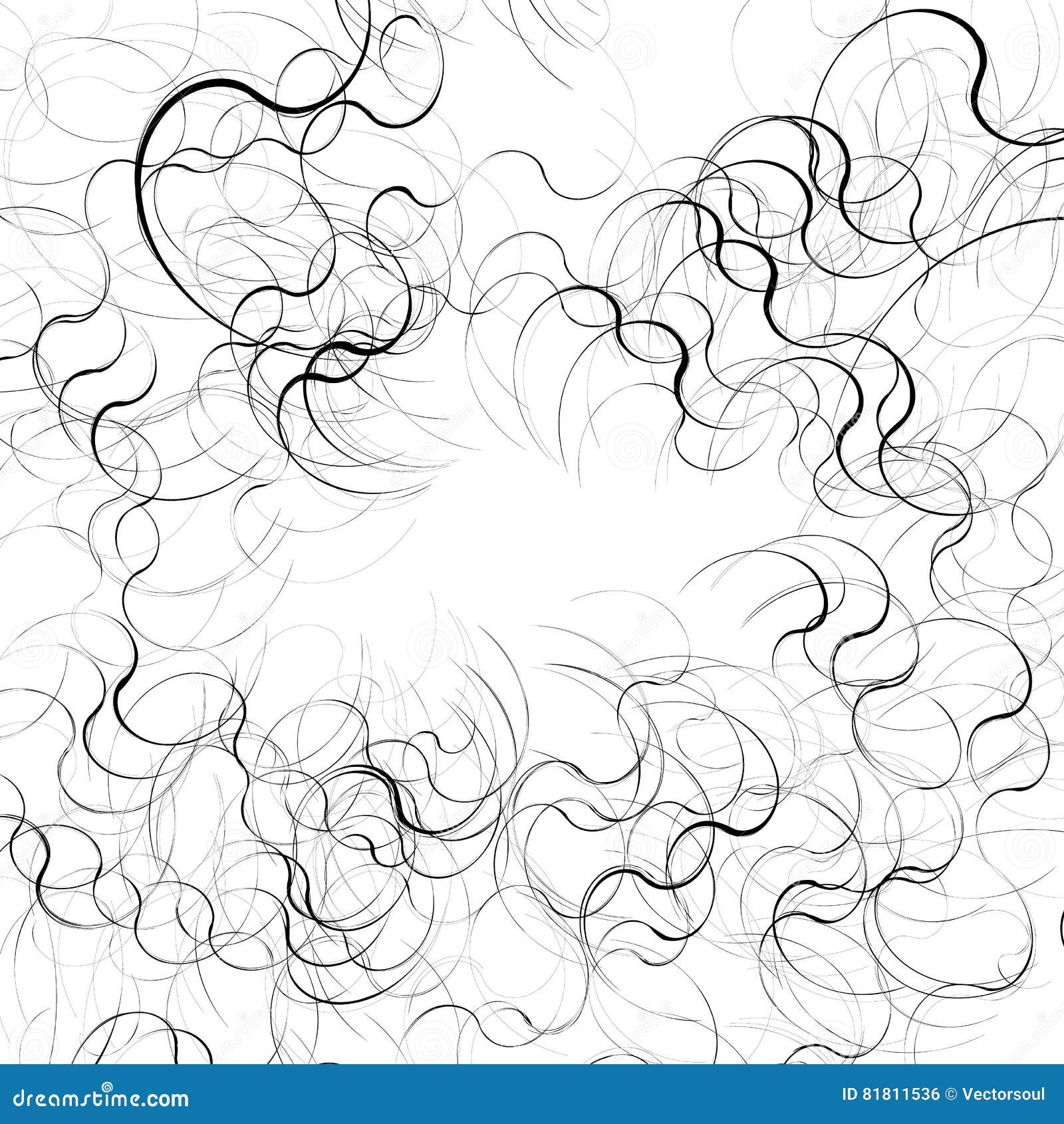 Curly, Curved Random Lines. Abstract Monochrome Texture, Pattern Stock ...
