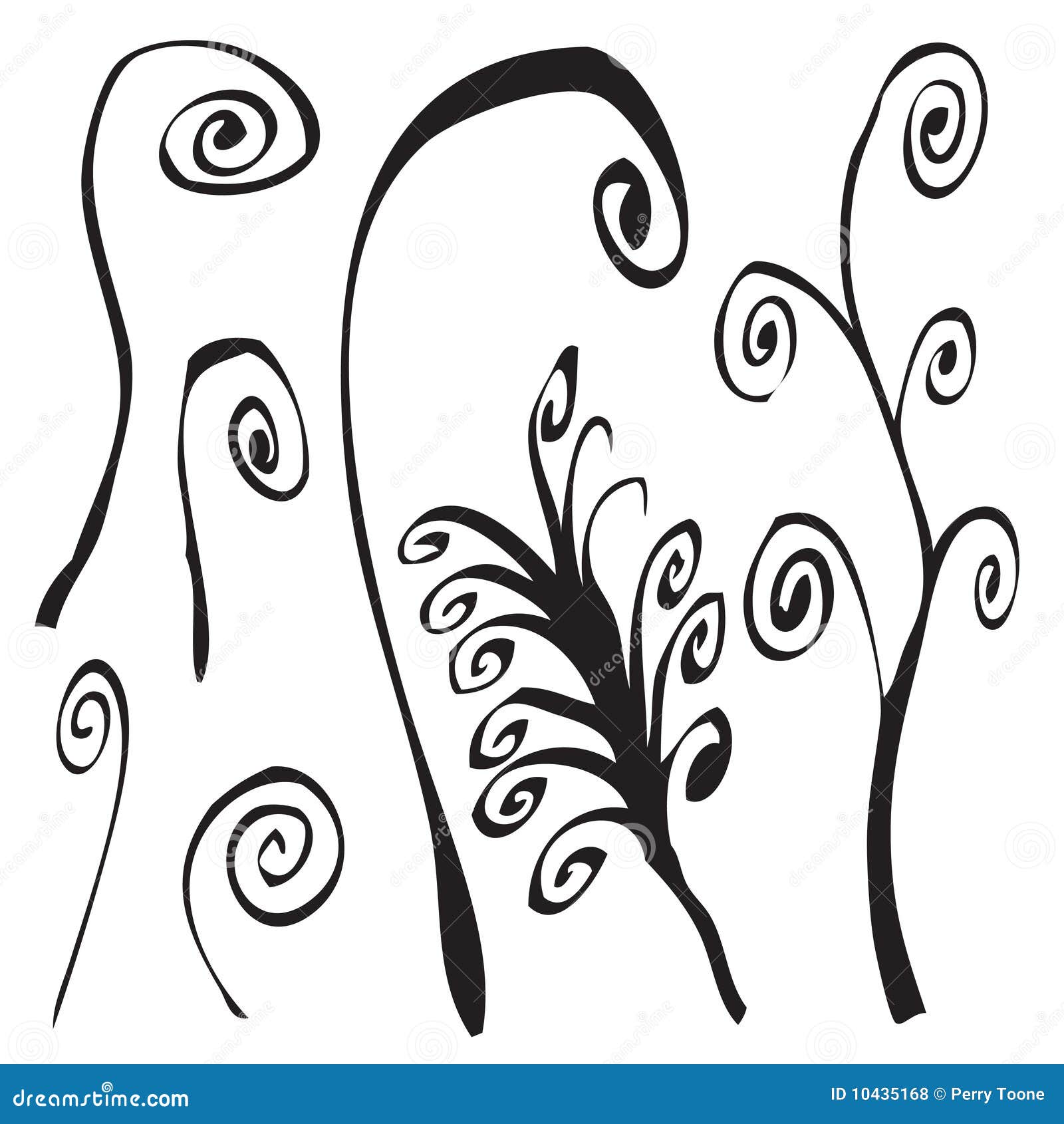 Curly Floral Elements stock vector. Illustration of branch - 10435168
