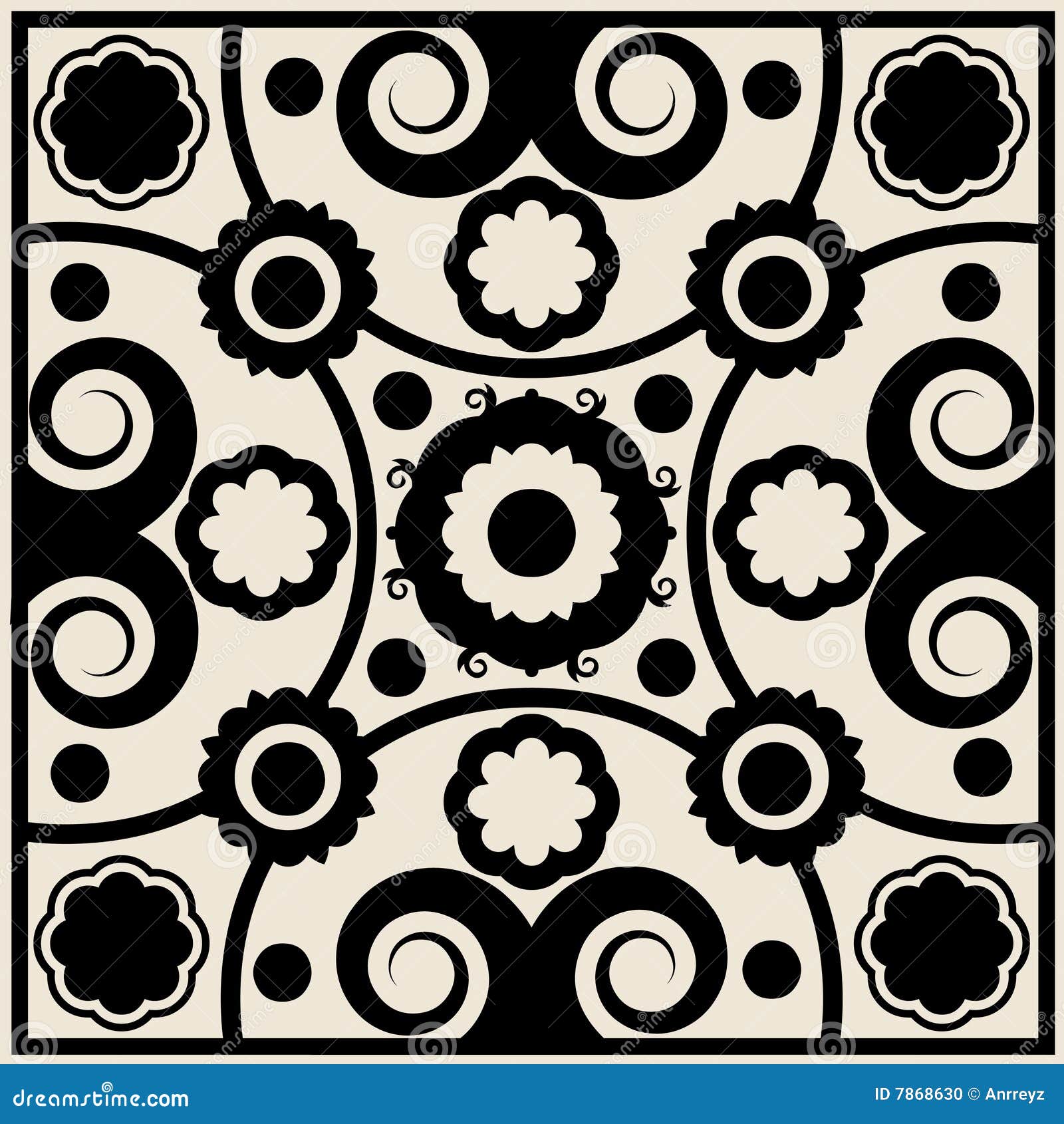 Curly floral pattern stock vector. Illustration of modern - 7868630