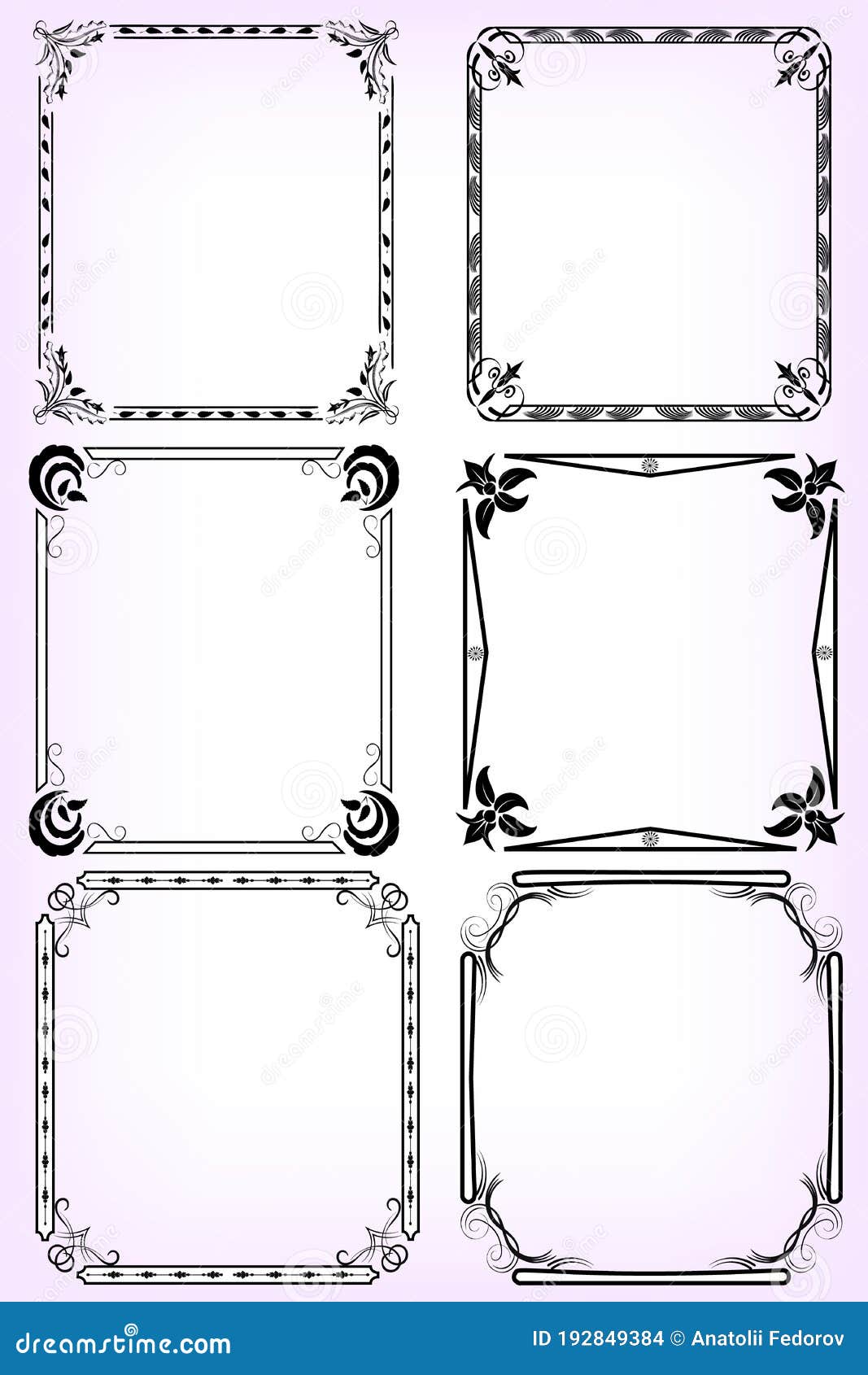 Curly Frames of Black Color in a Set. Stock Vector - Illustration of ...