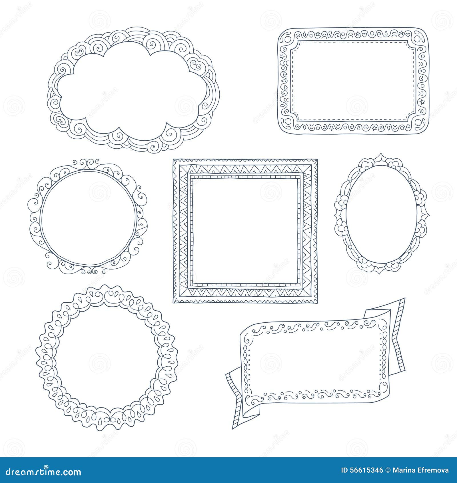 Curly Frames and Ornaments Doodles Stock Vector - Illustration of ...