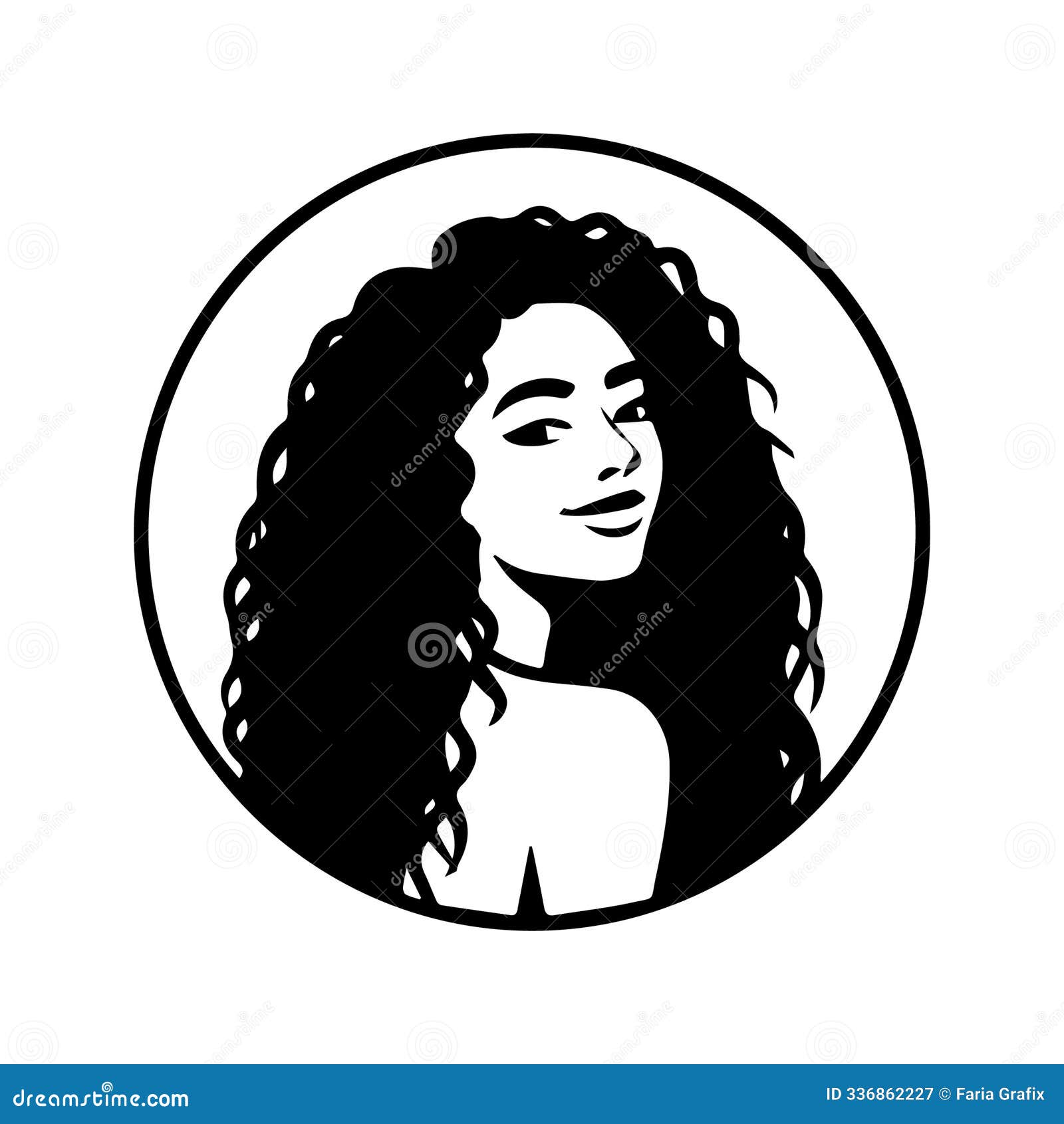 Curly Hair Girl Sketch Illustration Stock Illustration - Illustration ...