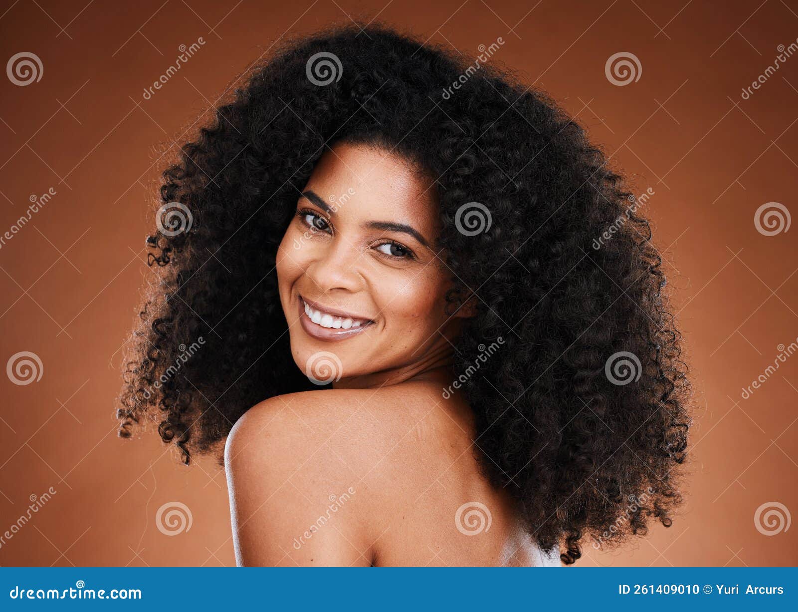 Curly Hair Black Woman And Natural Skincare Portrait And Beauty For