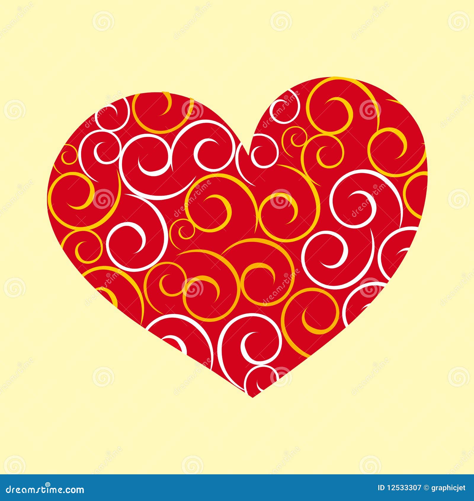 Curly heart stock vector. Illustration of curl, valentine - 12533307