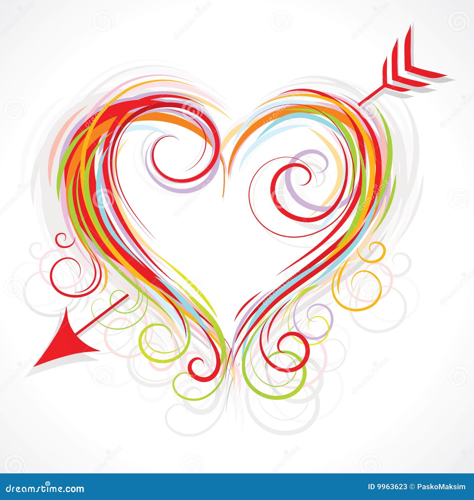 Curly heart illustration stock vector. Illustration of devotion - 9963623