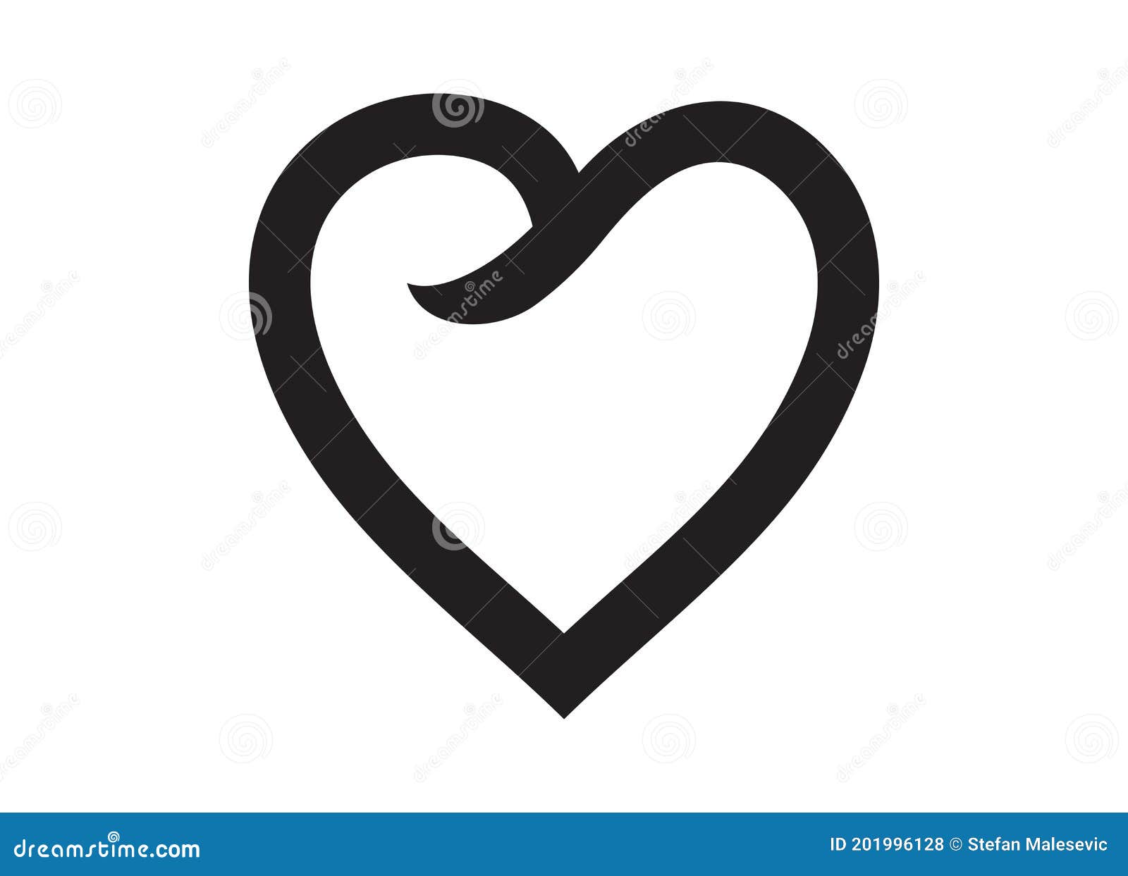 Curly heart stock vector. Illustration of ornamental - 201996128