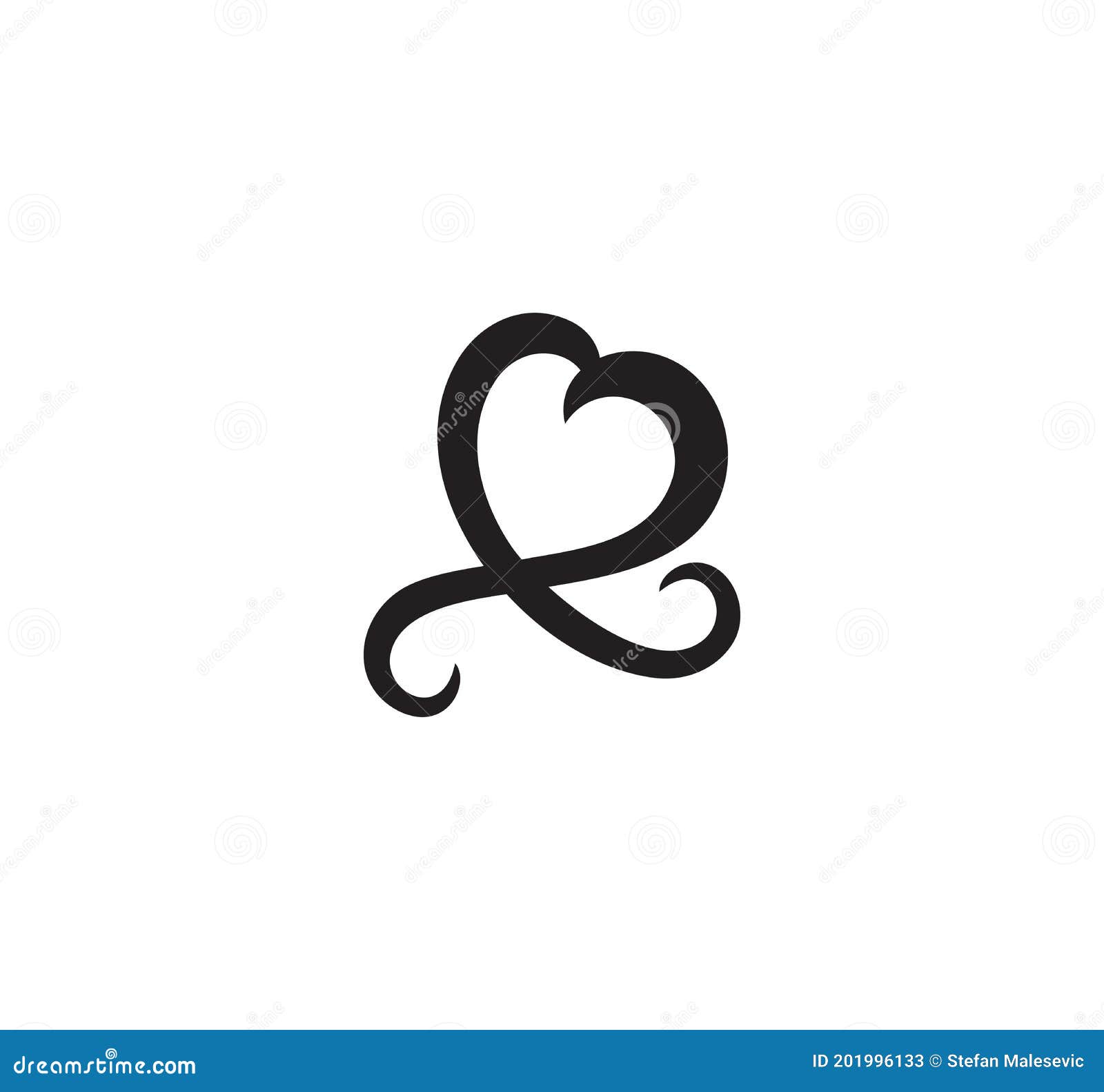 Curly heart stock vector. Illustration of happy, design - 201996133