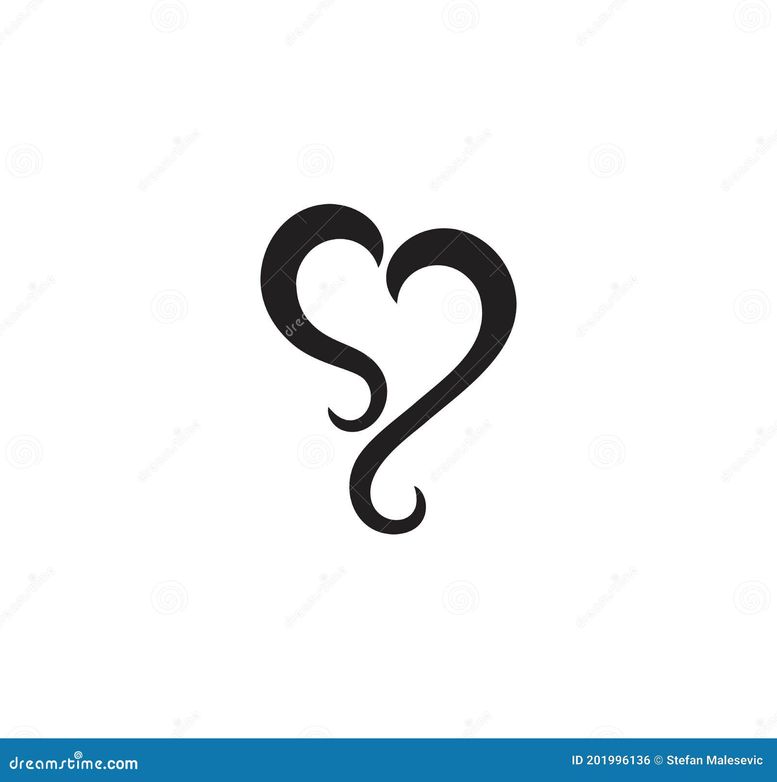 Curly heart stock vector. Illustration of celebration - 201996136