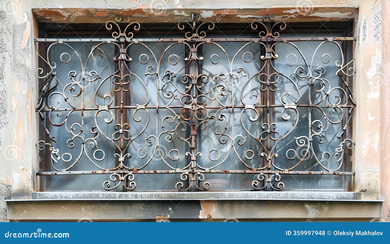 Curly Iron Grating on the Window Stock Photo - Image of geometrical ...