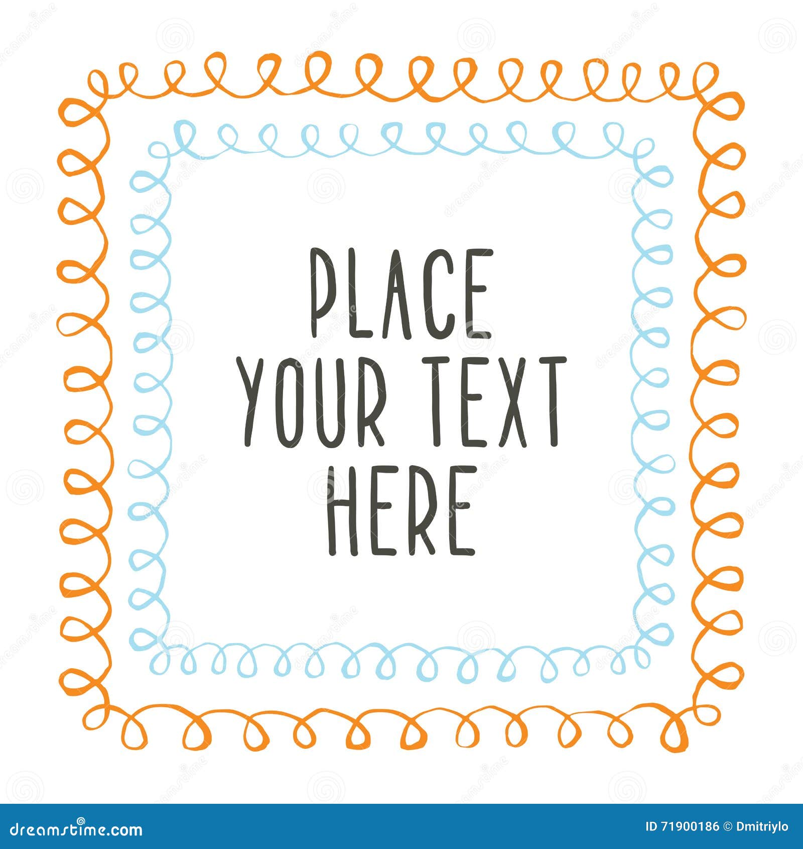 Curly Lines Hand Drawn Vector Frame on White Stock Vector ...